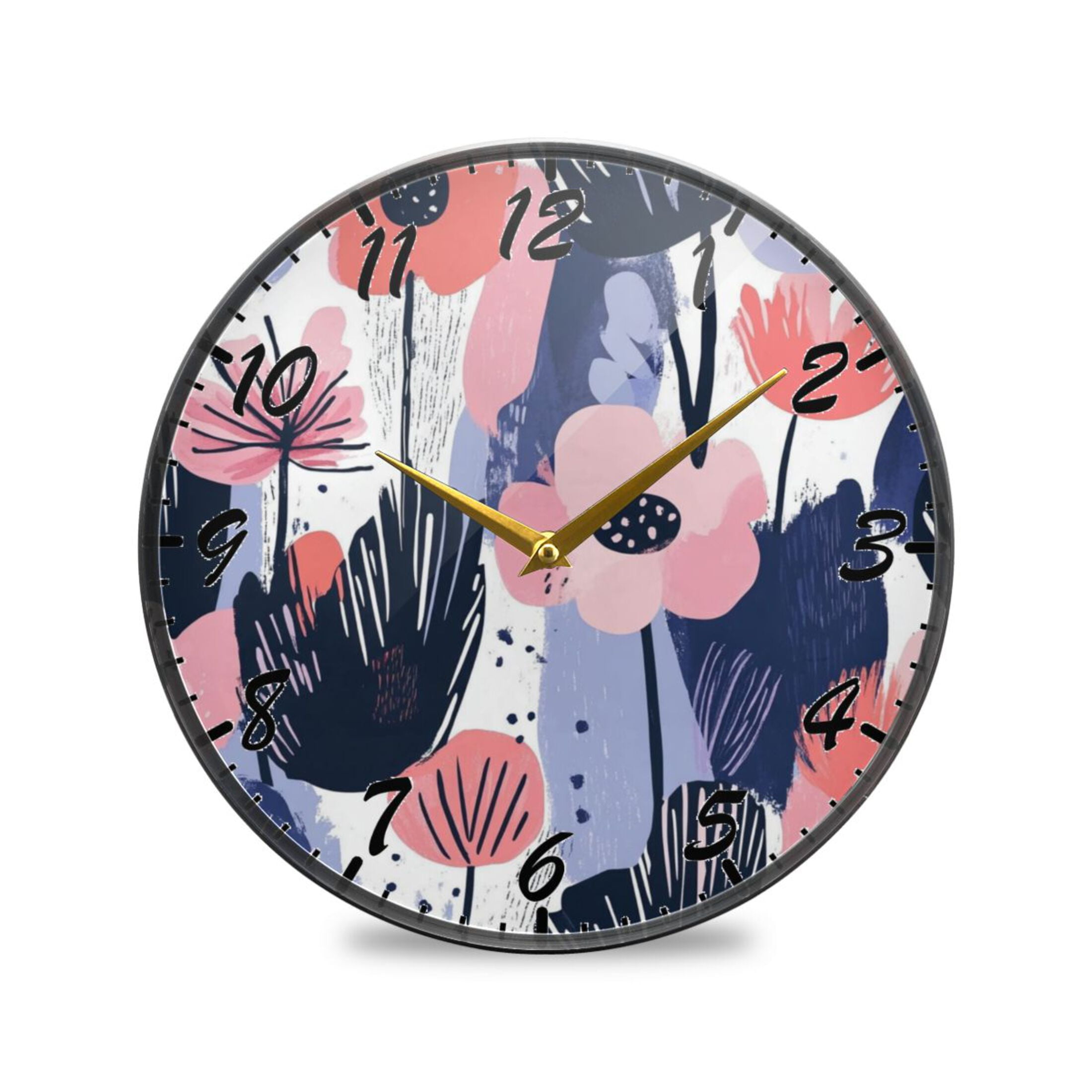 Round Clock Wall Clock Decorative Clock 9.5" Sizes Clock Navy Blue ...