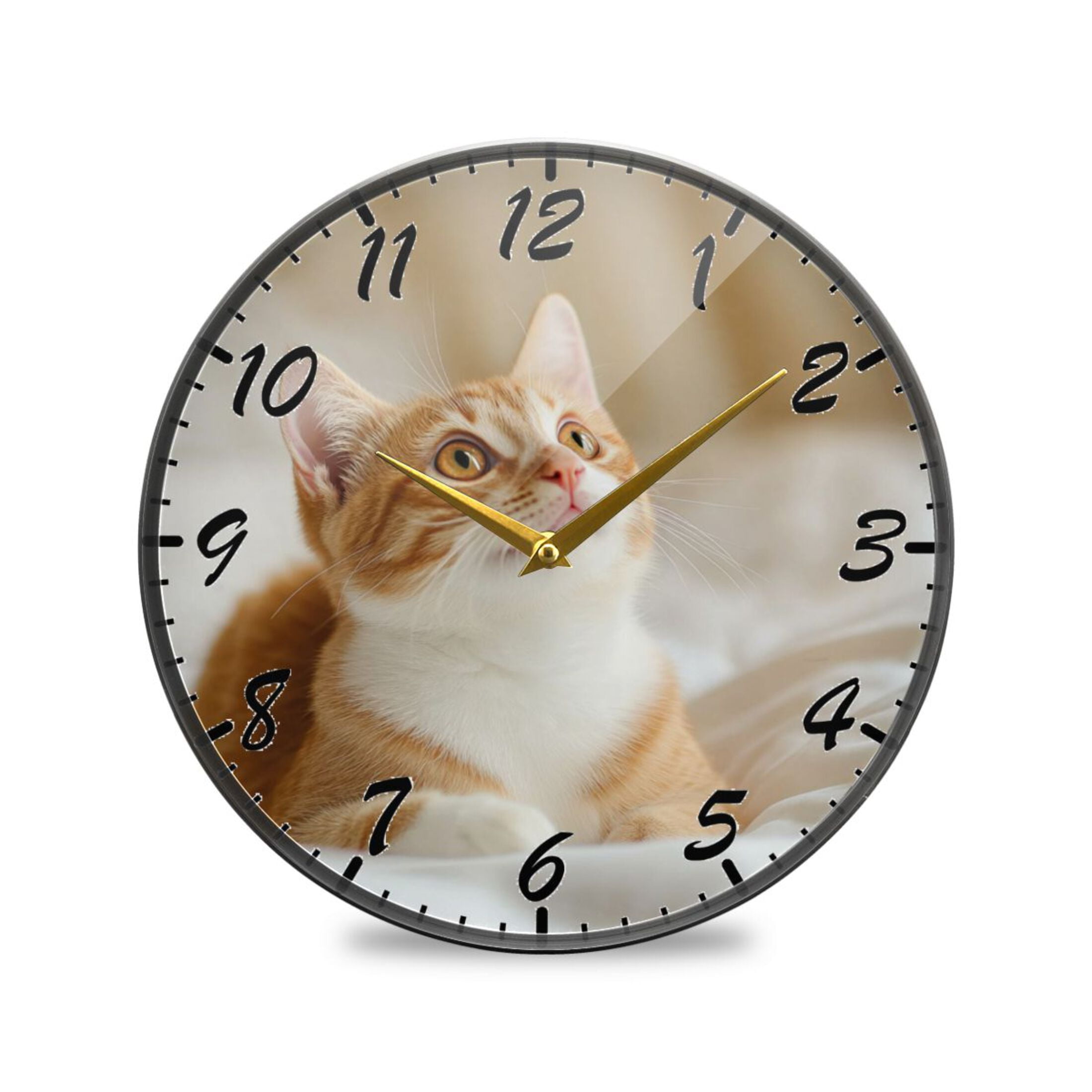 Round Clock Wall Clock Decorative Clock 9.5" Sizes Clock Orange and ...