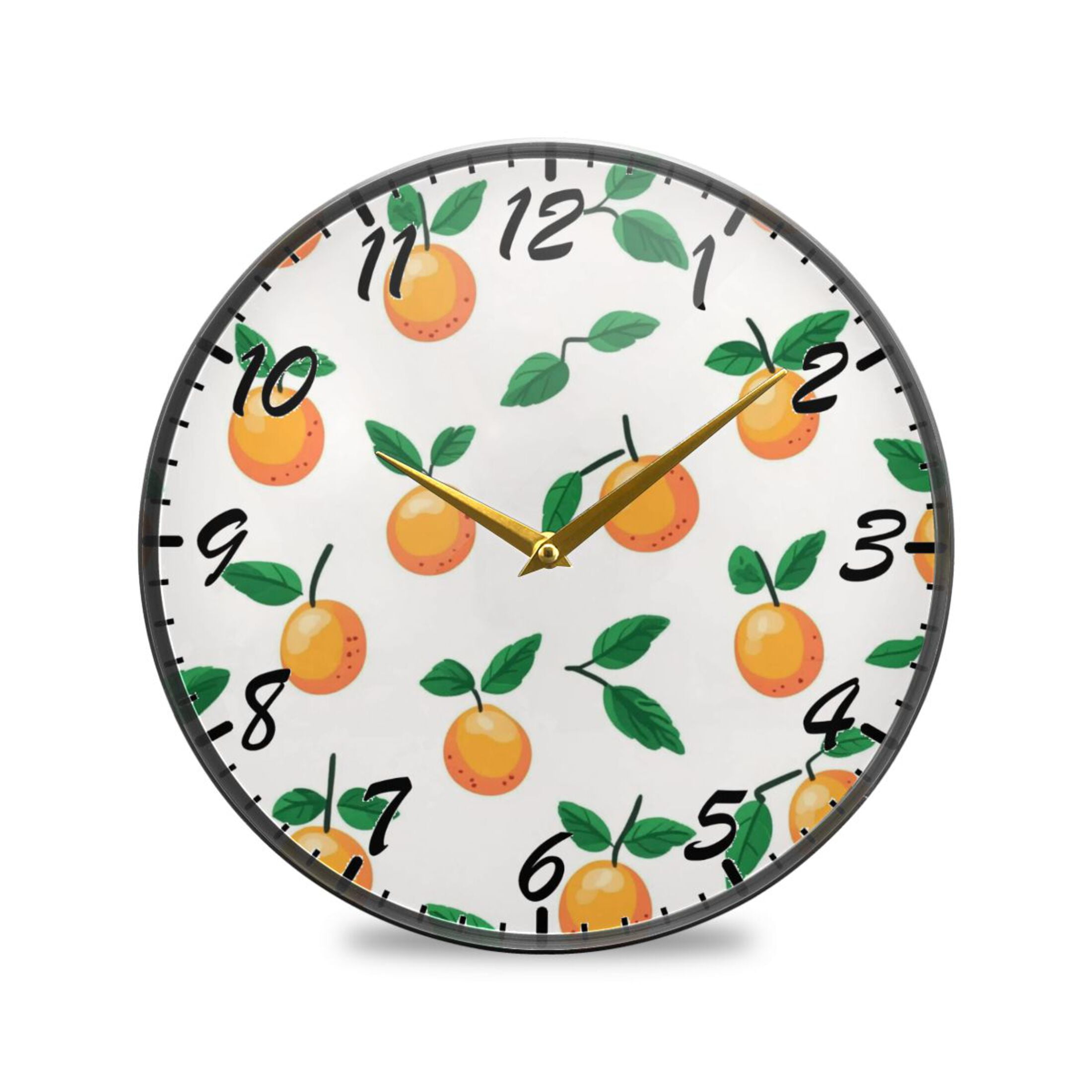 Round Clock Wall Clock Decorative Clock 9.5" Sizes Clock Peach Fruit ...