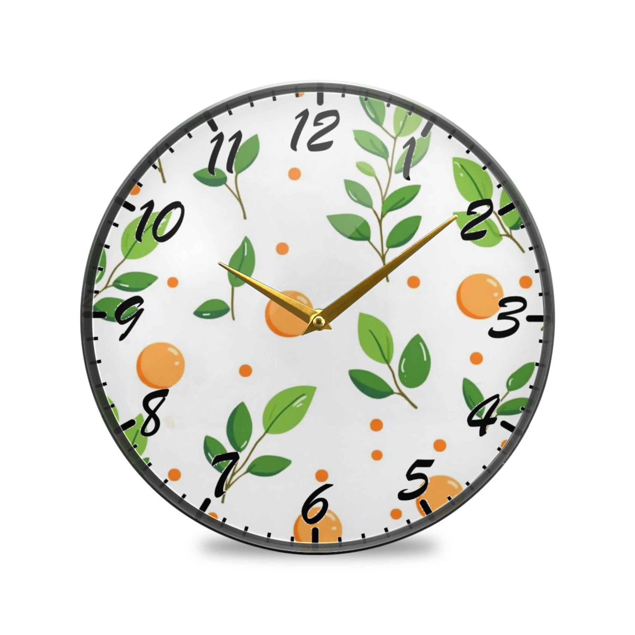 Round Clock Wall Clock Decorative Clock 9.5" Sizes Clock Peach Fruit ...