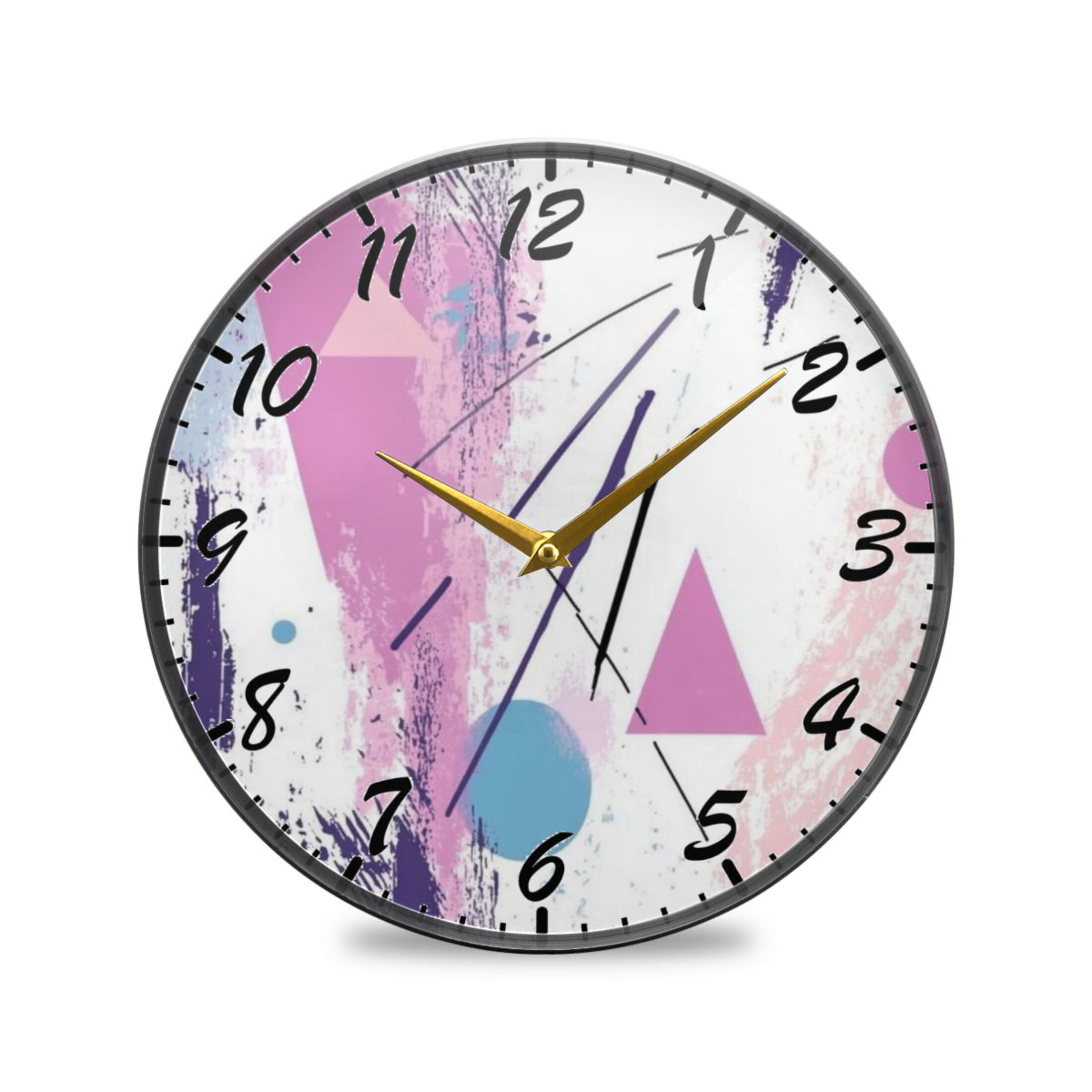 Round Clock Wall Clock Decorative Clock 9.5" Sizes Clock Pink Circles ...