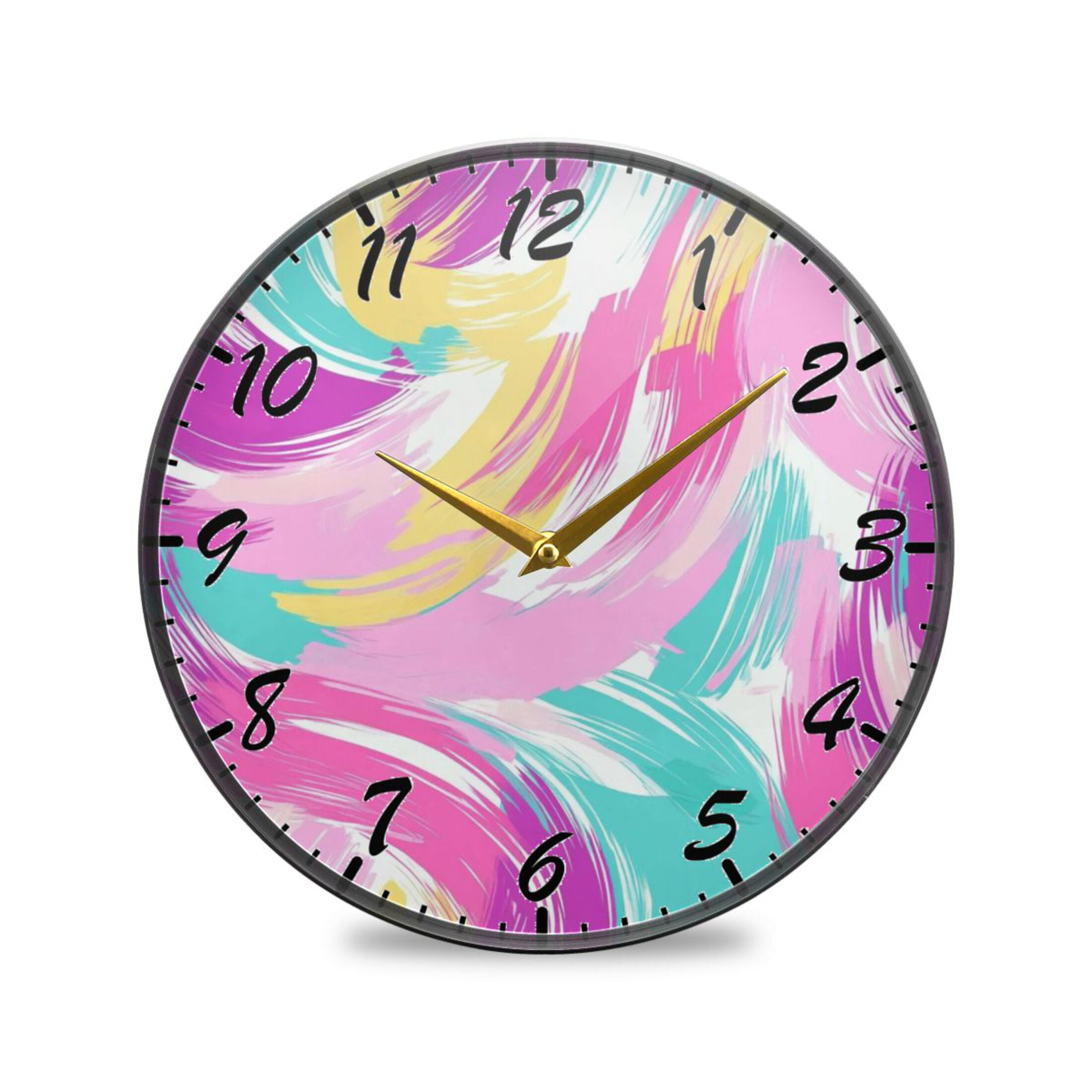 Round Clock Wall Clock Decorative Clock 9.5" Sizes Clock Pink and ...