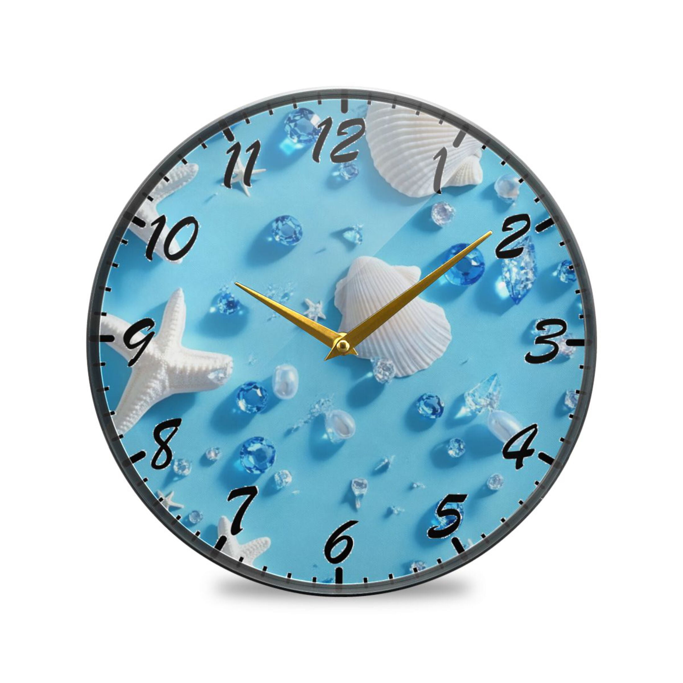 Round Clock Wall Clock Decorative Clock 9.5" Sizes Clock Small Sapphire ...