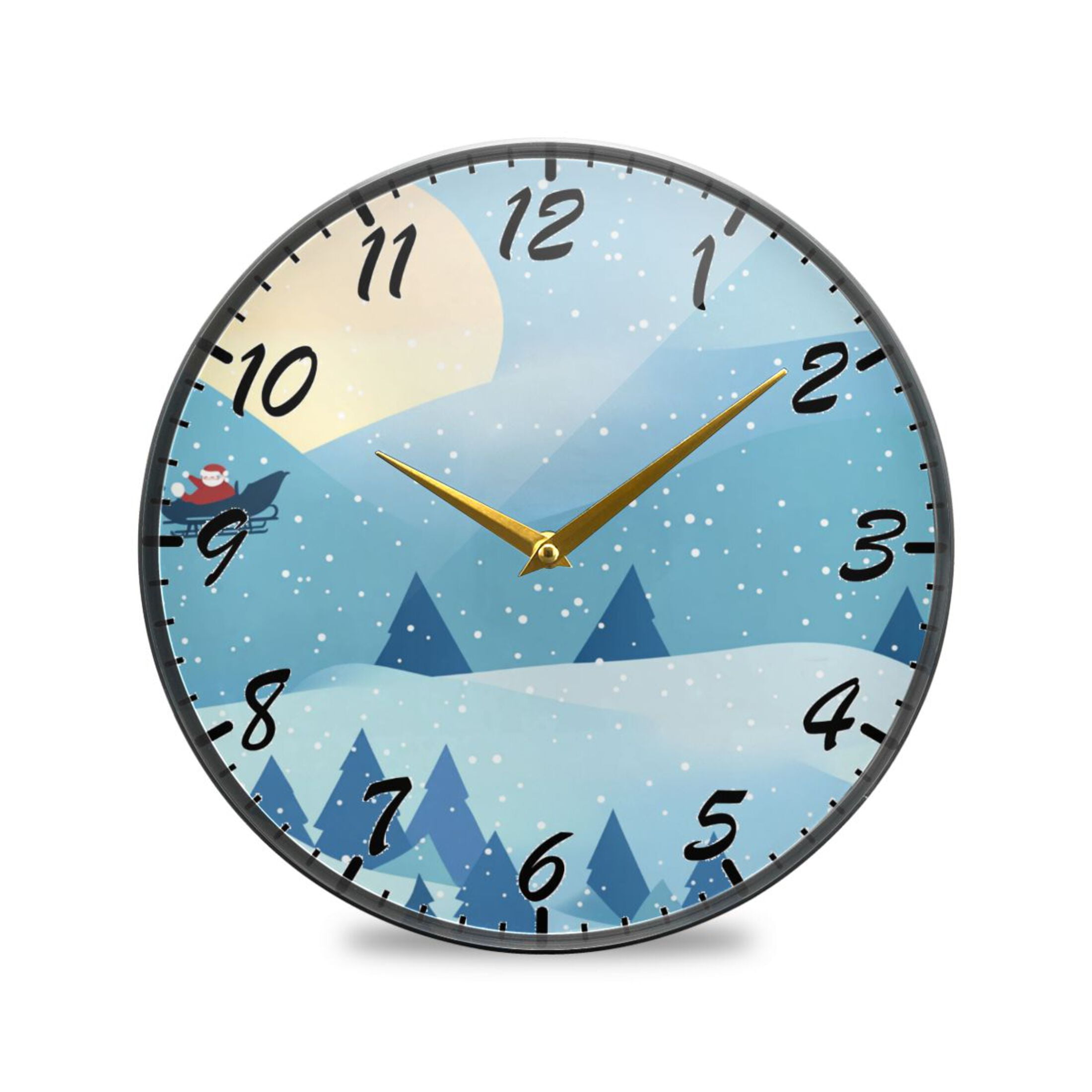 Round Clock Wall Clock Decorative Clock 9.5" Sizes Clock Snowy ...