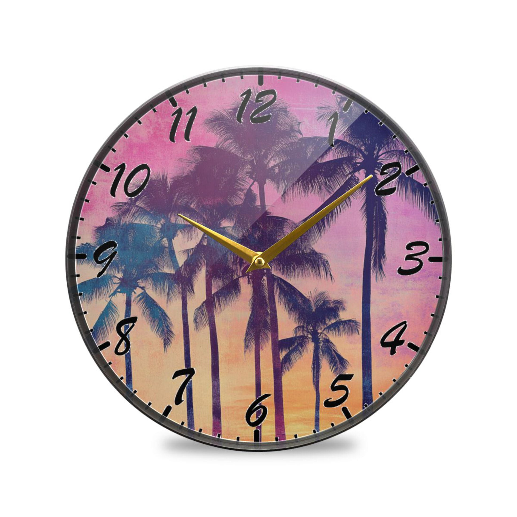Round Clock Wall Clock Decorative Clock 9.5" Sizes Clock Tropical ...