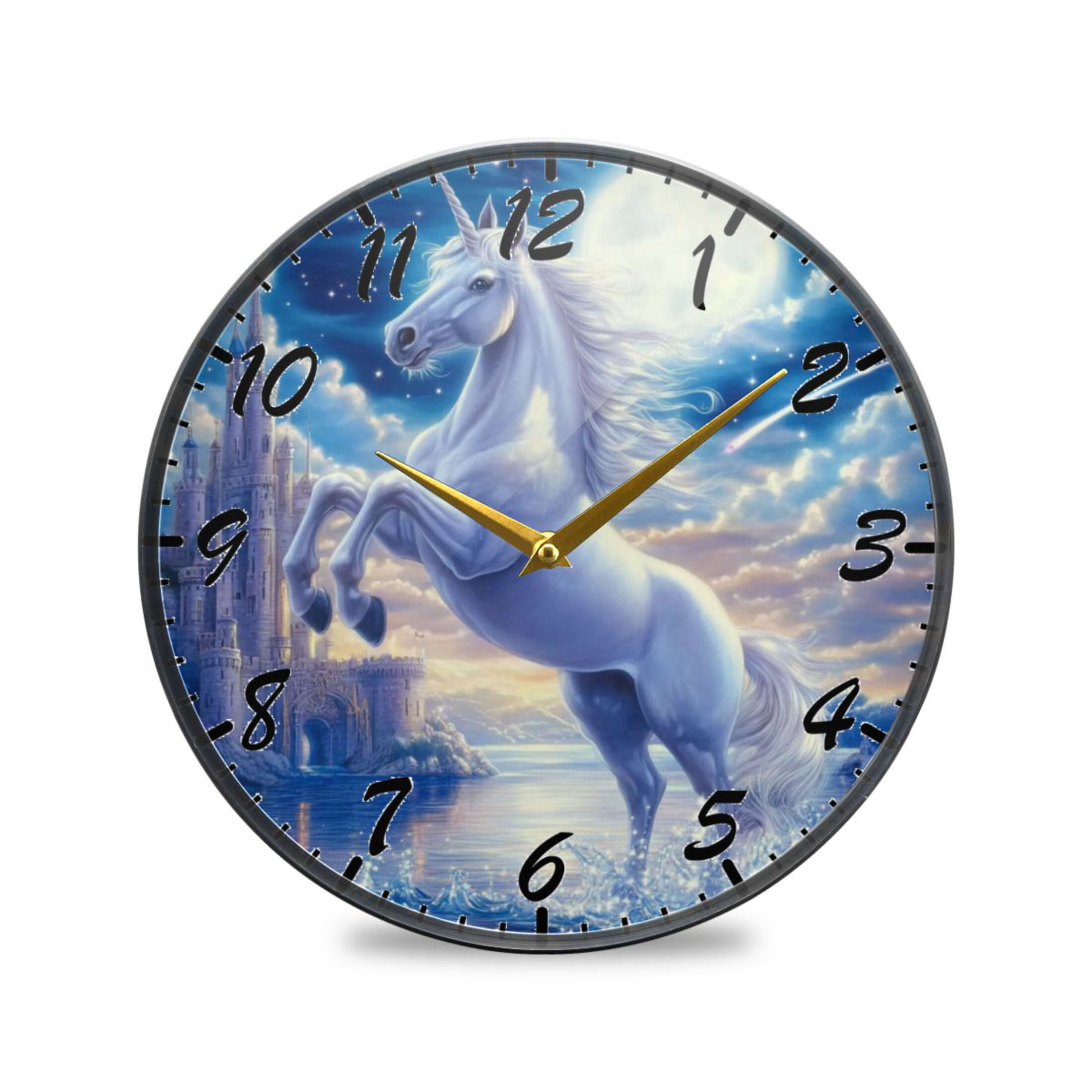 Round Clock Wall Clock Decorative Clock 9.5" Sizes Clock Unicorn ...