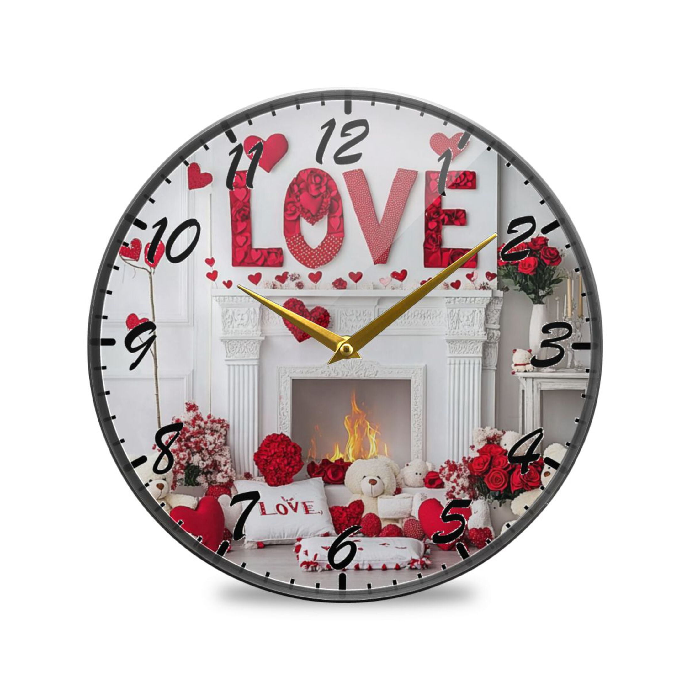 Round Clock Wall Clock Decorative Clock 9.5" Sizes Clock Valentine's ...