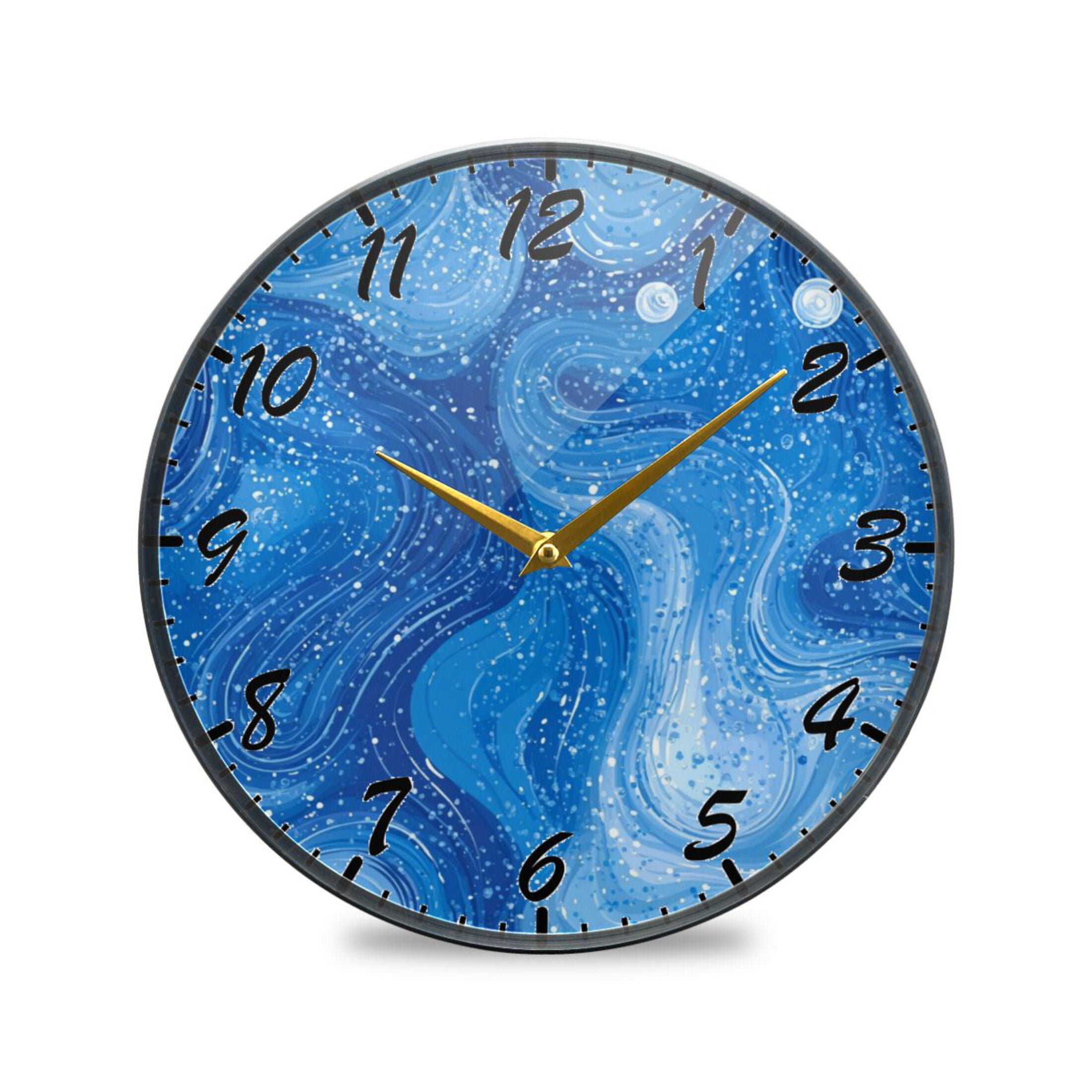Round Clock Wall Clock Decorative Clock 9.5" Sizes Clock Water Texture ...