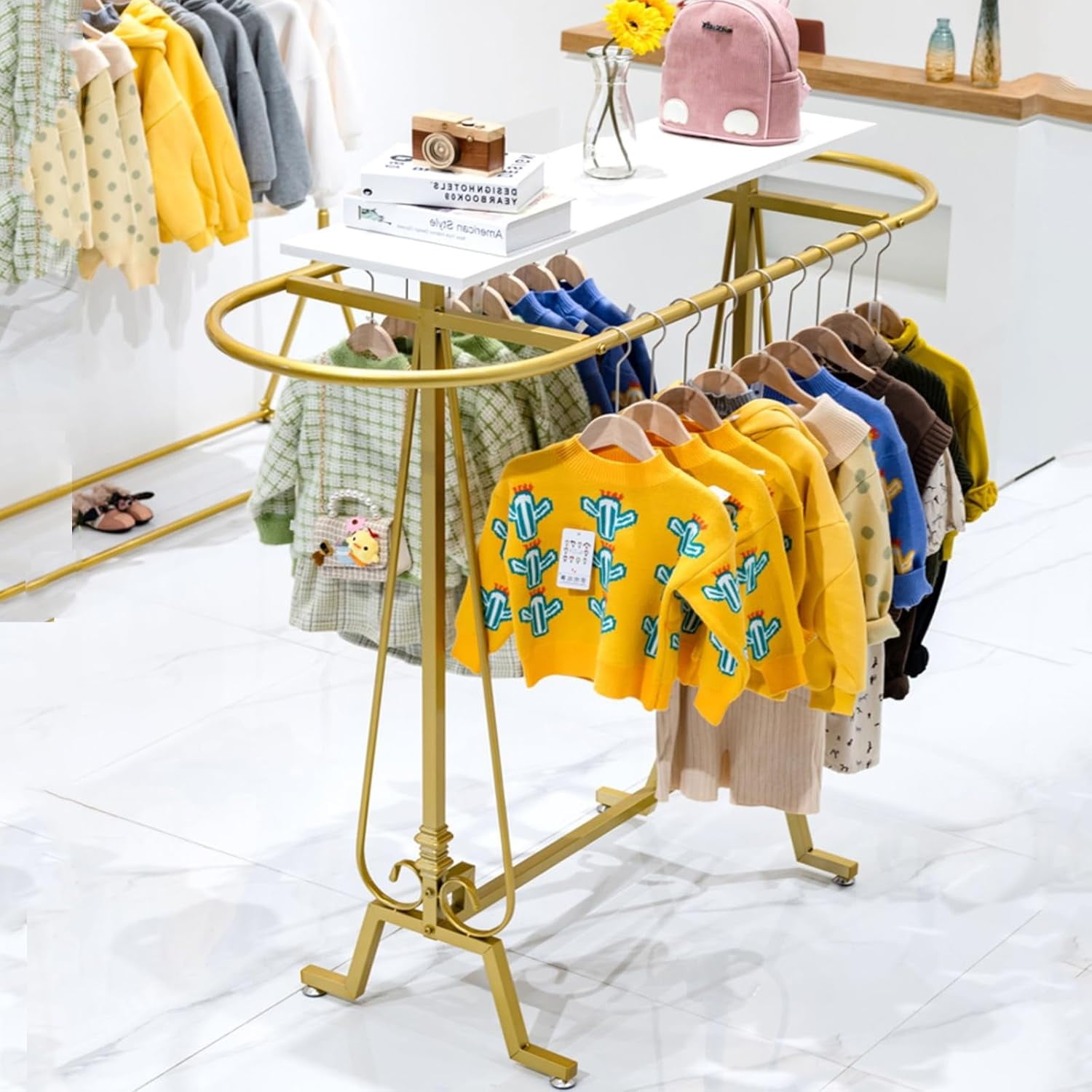 Round Clothing Rack, Commercial Floor Standing Clothes Hanging Rack ...