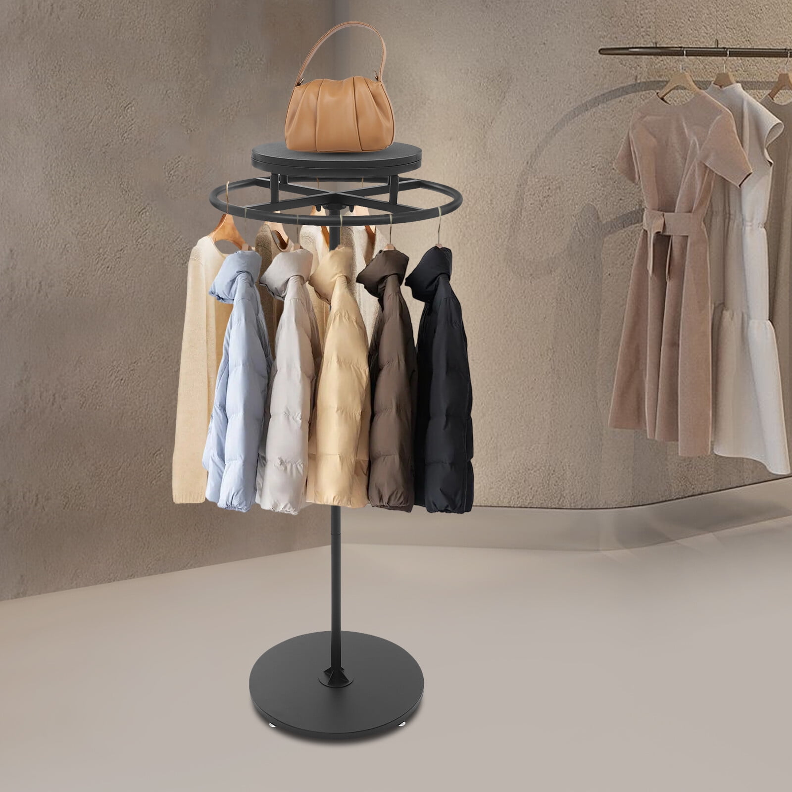 Round Clothing Rack Floor Standing Clothes Hanging Rack Garment Display ...