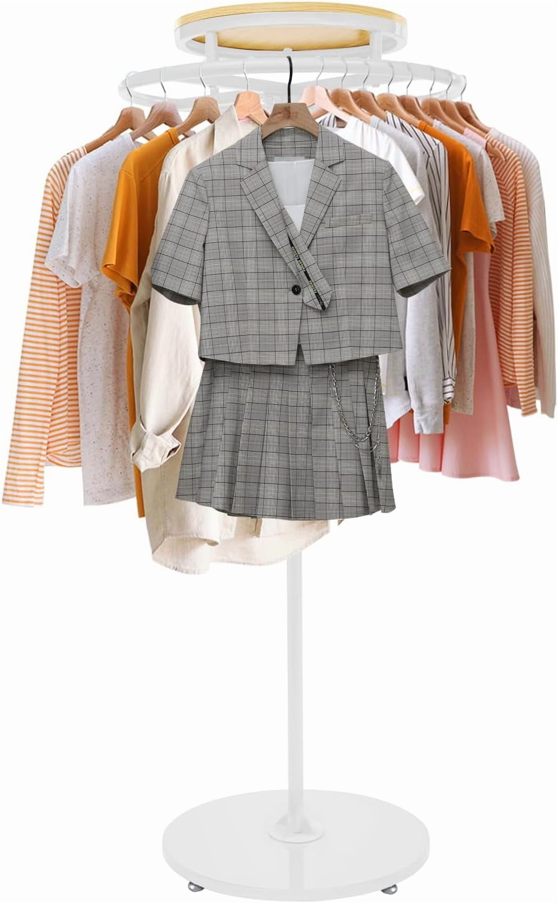 Round Clothing Rack for Retail, 360° Rotatable Floor Standing Garment ...
