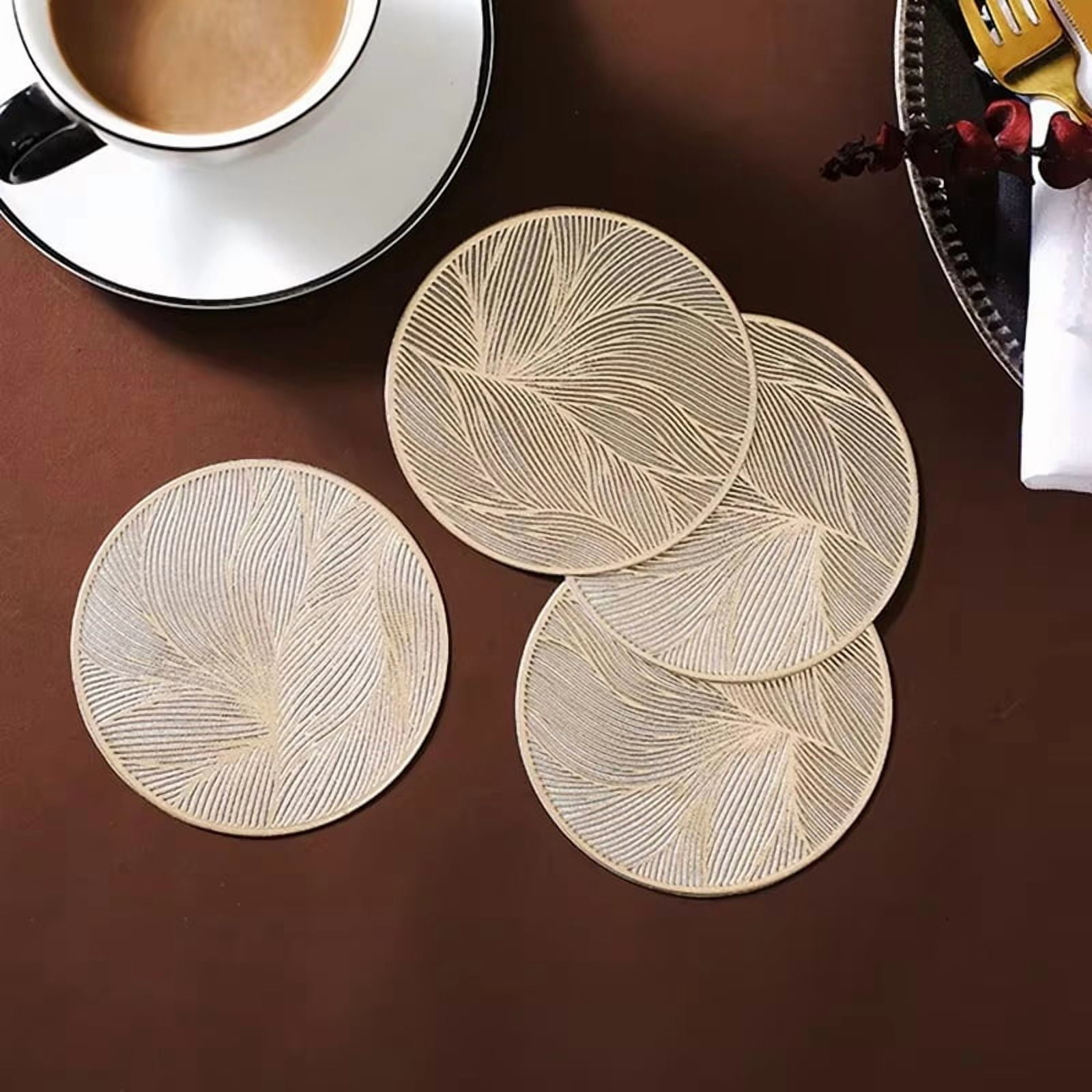 Round Coasters Heat- Coasters Non-Slip Protective Mat for Dining Table ...