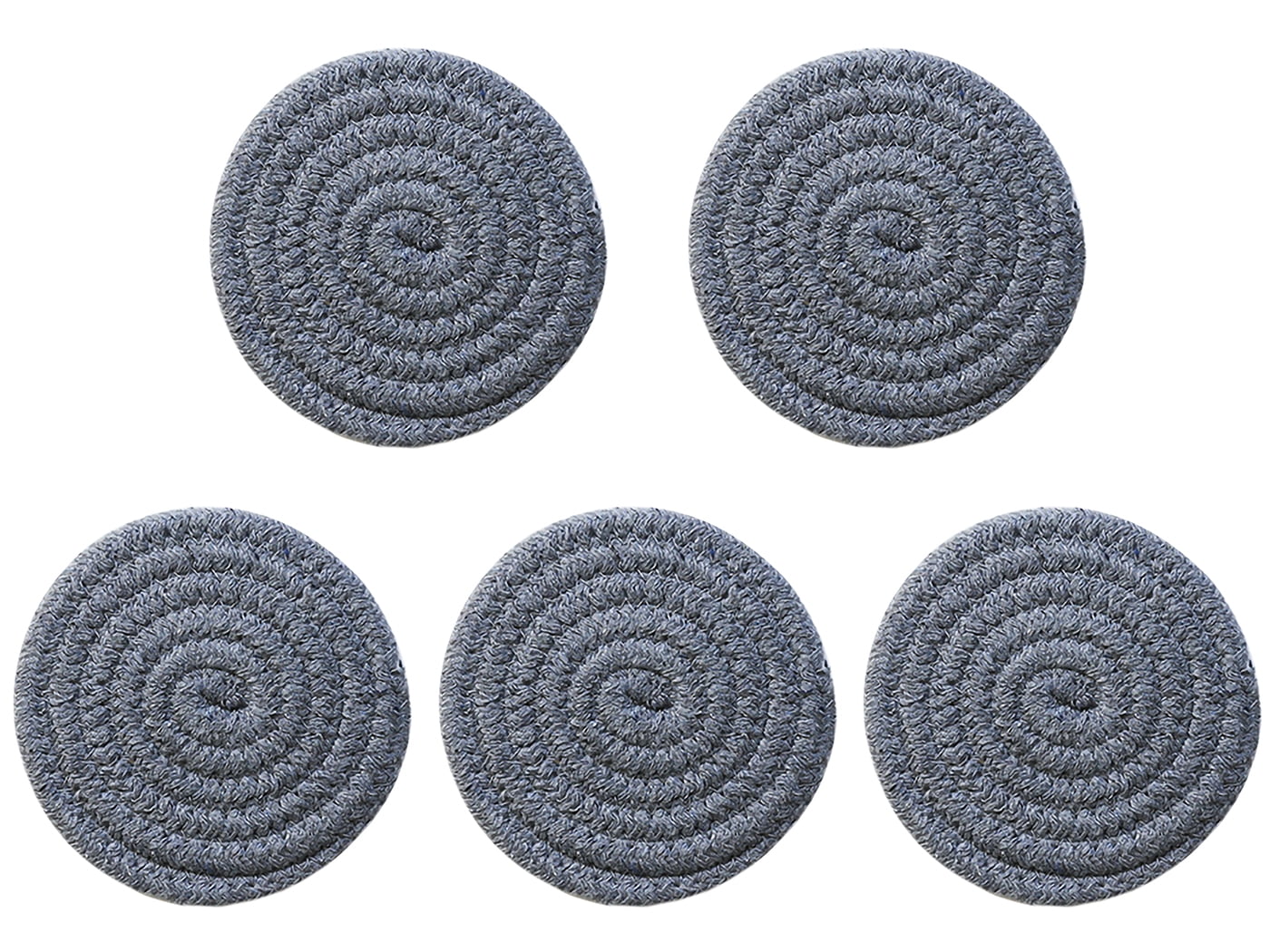 Round Coasters Set of 5, Cotton Woven Braided Hot Pads Place Mats Heat ...
