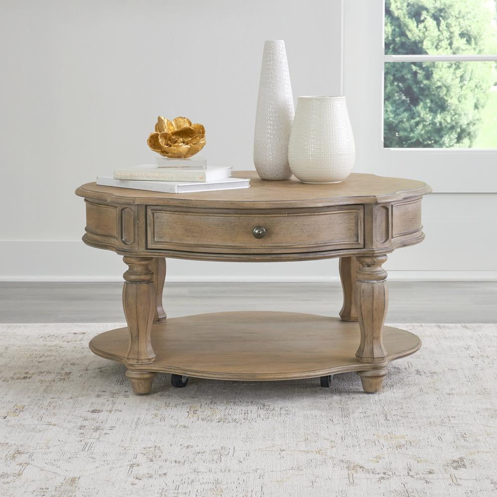 Round Cocktail Table in Weathered Bisque - Walmart.com