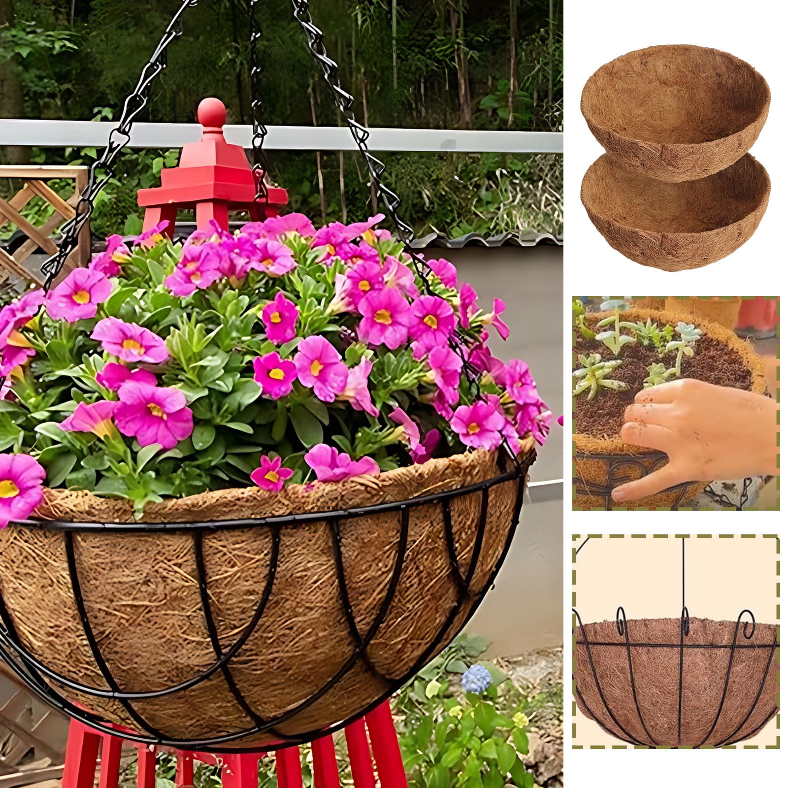 Round Cocoanut Mat Basket, Plant Stand Base, Durable Natural Fiber ...