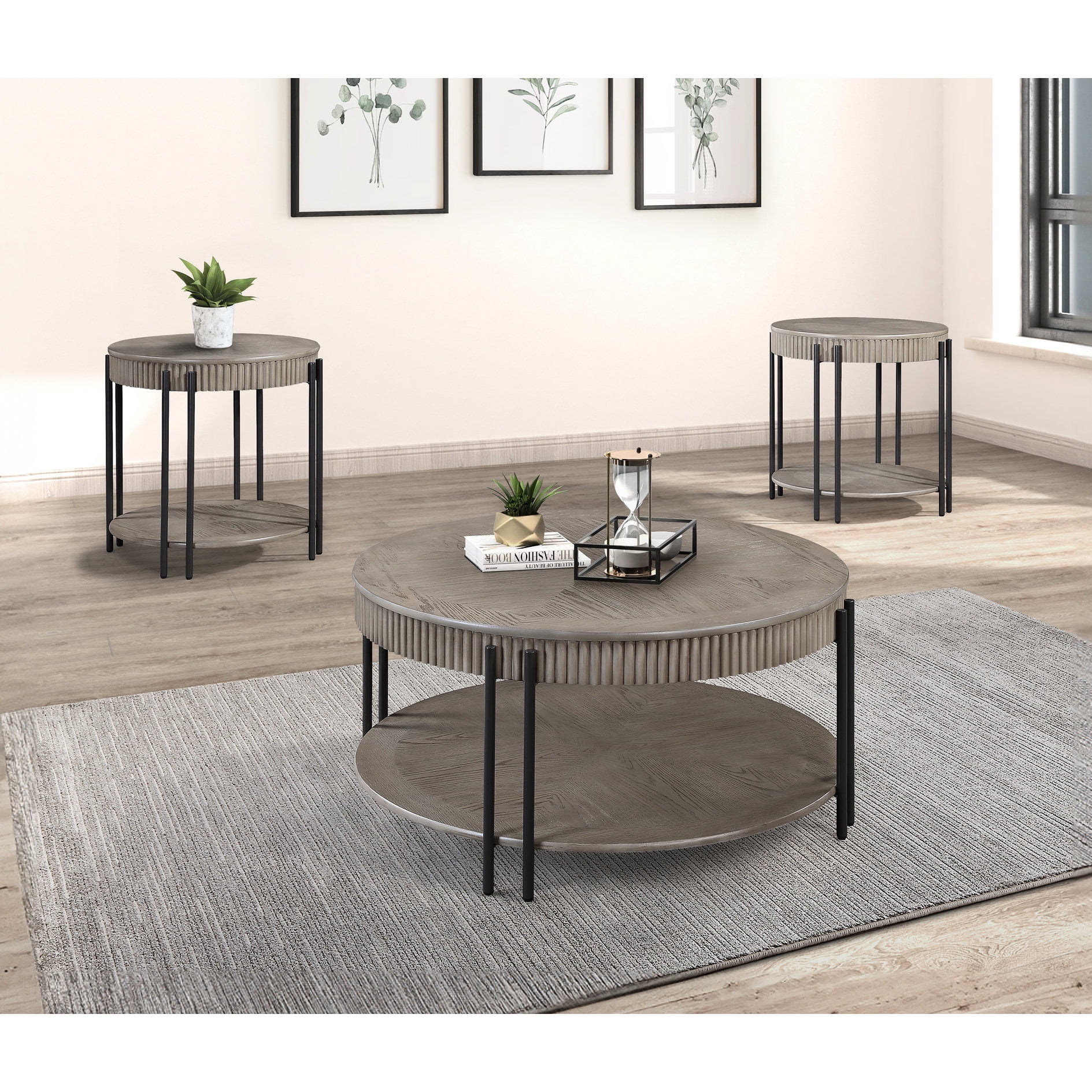 Round Coffee and End Tables Bundle | Offer Storage for Primary Living ...