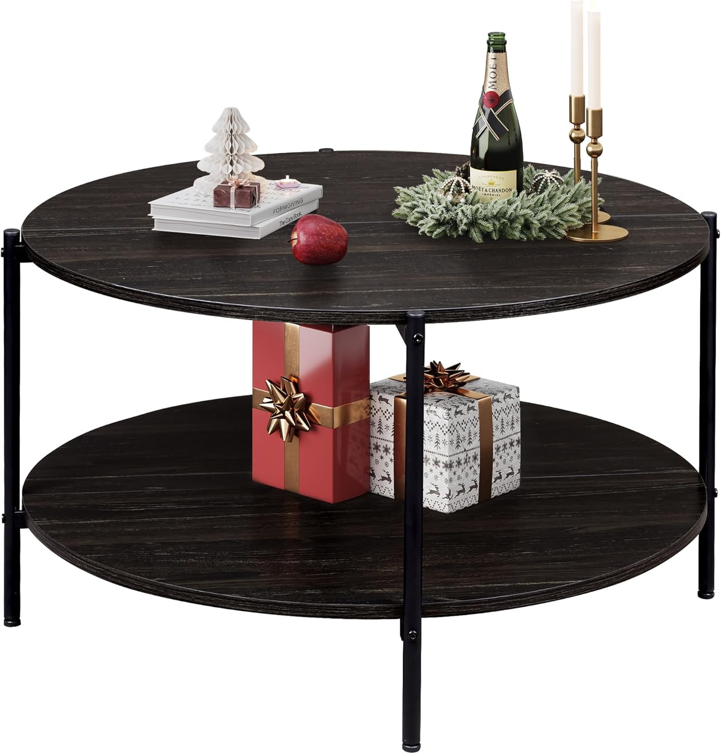 **round coffee table for living room, 32.6" small coffee table with ...