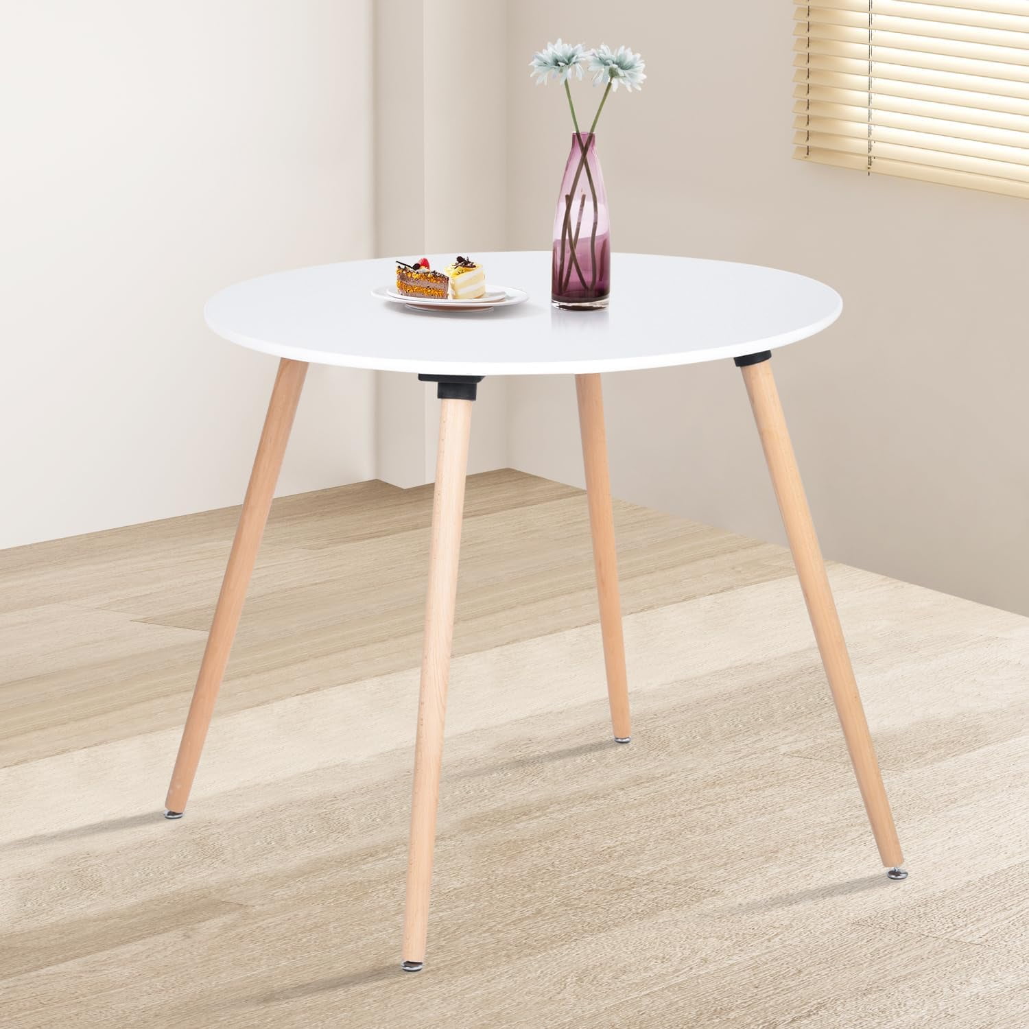 Round Coffee Table,Modern Simple Dining Table with Oak Legs,for ...