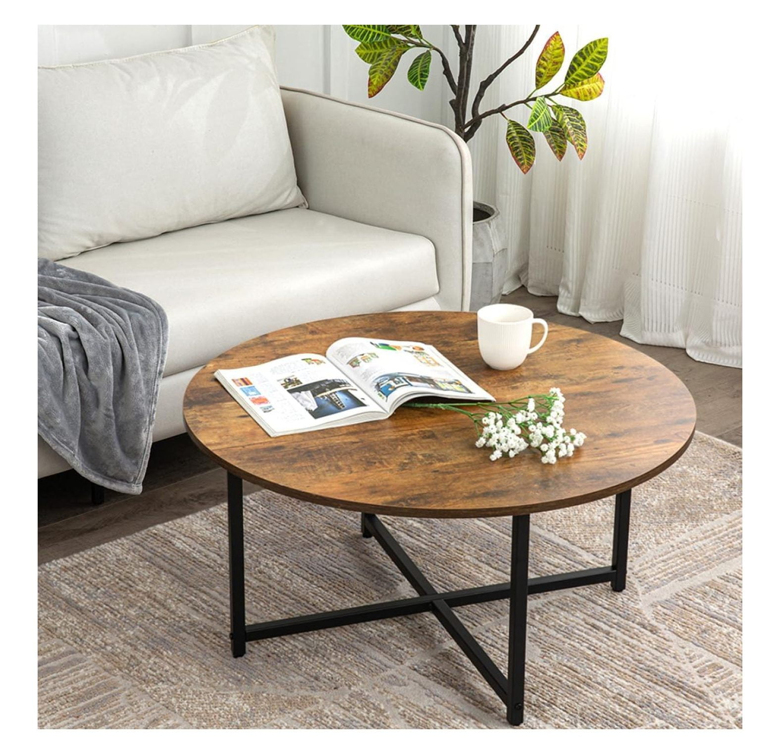 Round Coffee Table, Modern Small Coffee Table Sofa Table Tea Table for ...