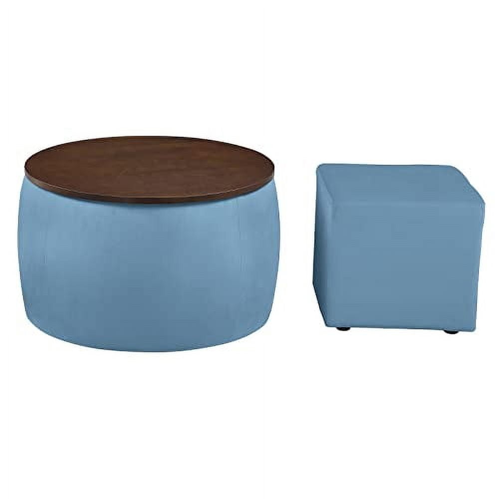 Round Coffee Table, Ottoman Set with Storage, Square Foot Rest ...