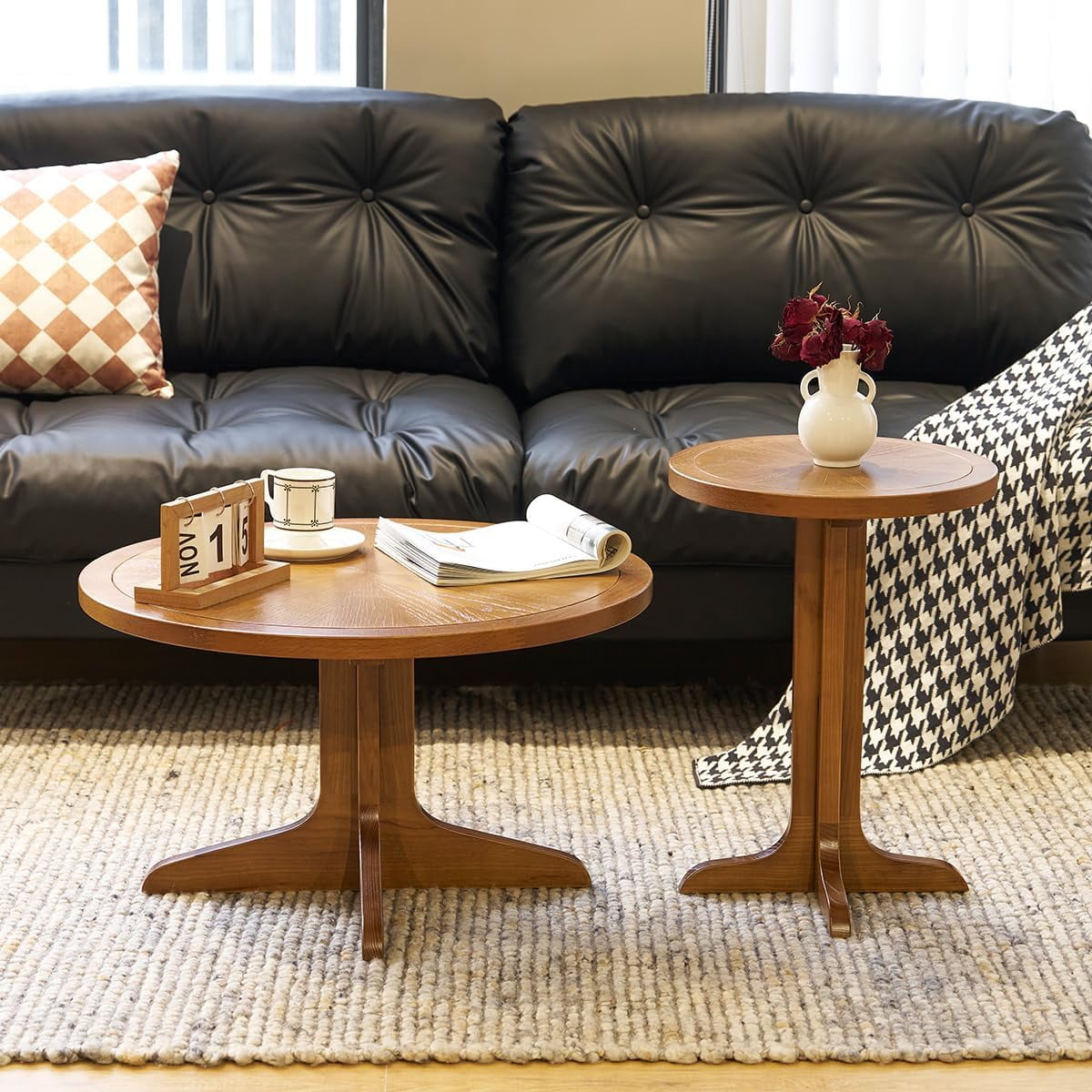 Round Coffee Table Set of 2,Cocktail Table Set,Modern Nesting Table ...