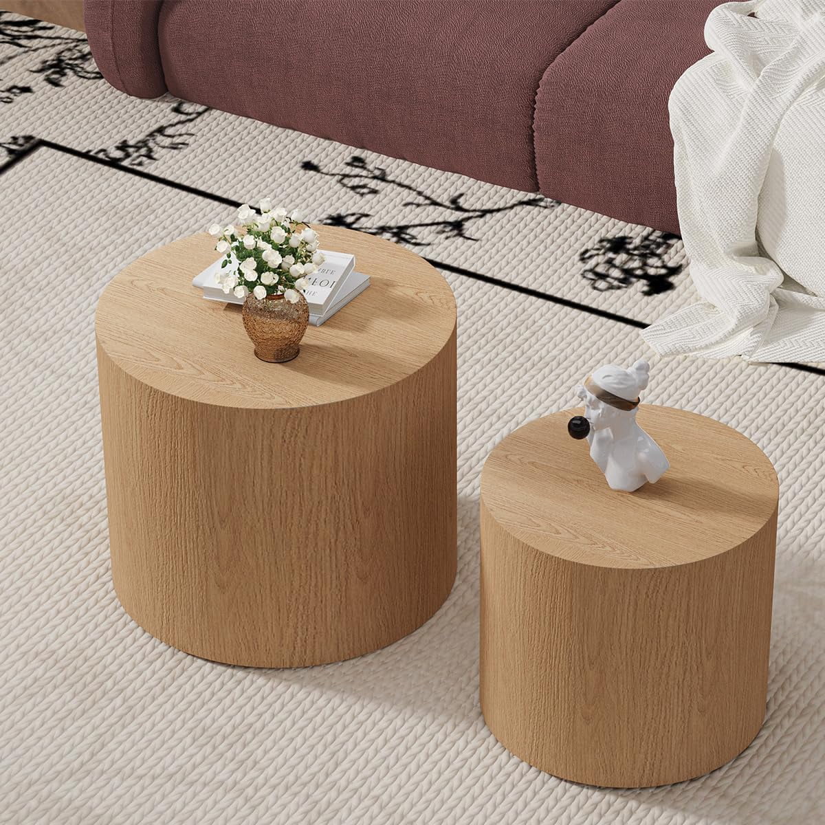Round Coffee Table Set of 2 Modern Nesting Coffee Tables for Living ...