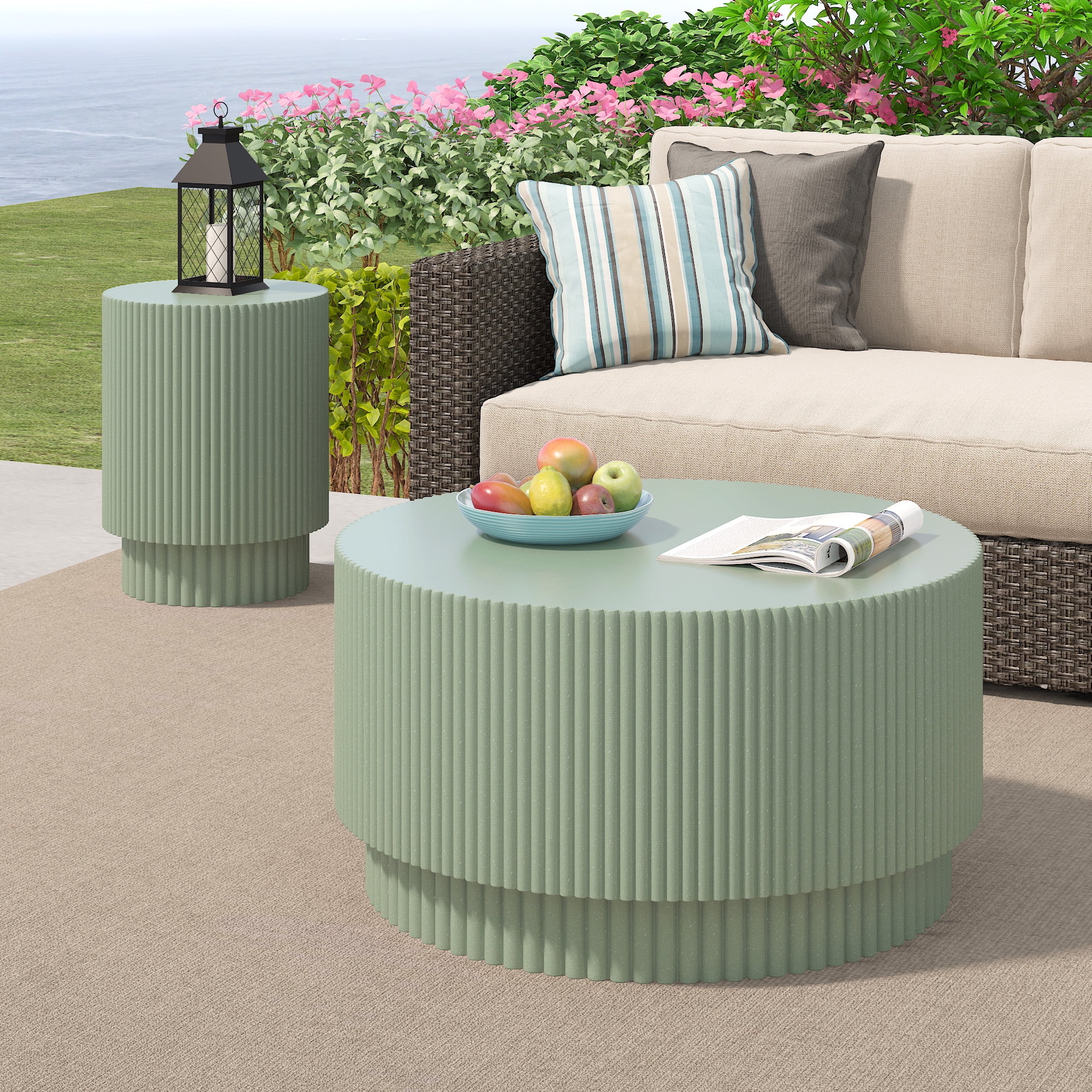 Round Coffee Table Set of 2, Modern Side Table Accent End Table, Circle ...