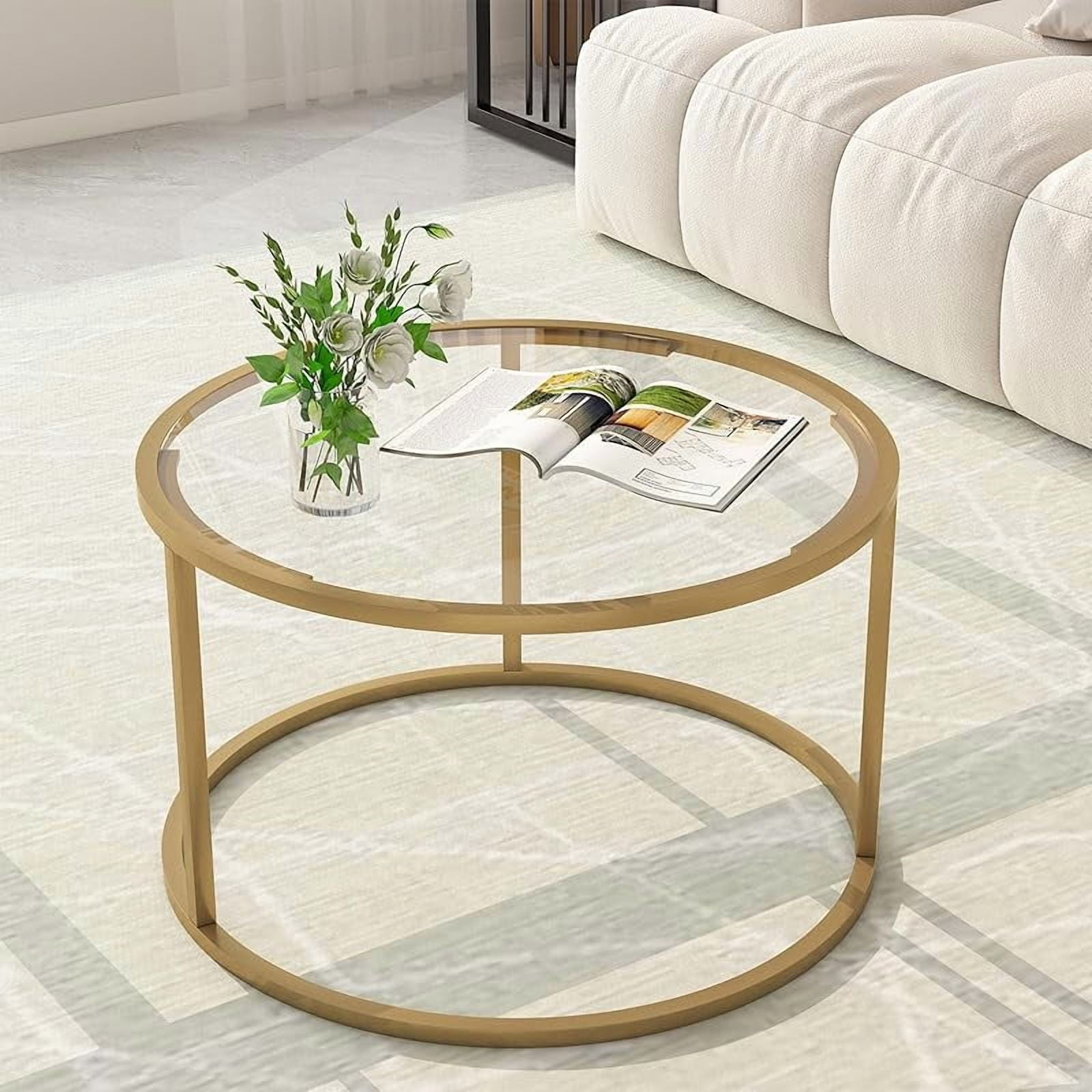 Round Coffee Table,Small Black Coffee Table for Living Room,27" Modern ...