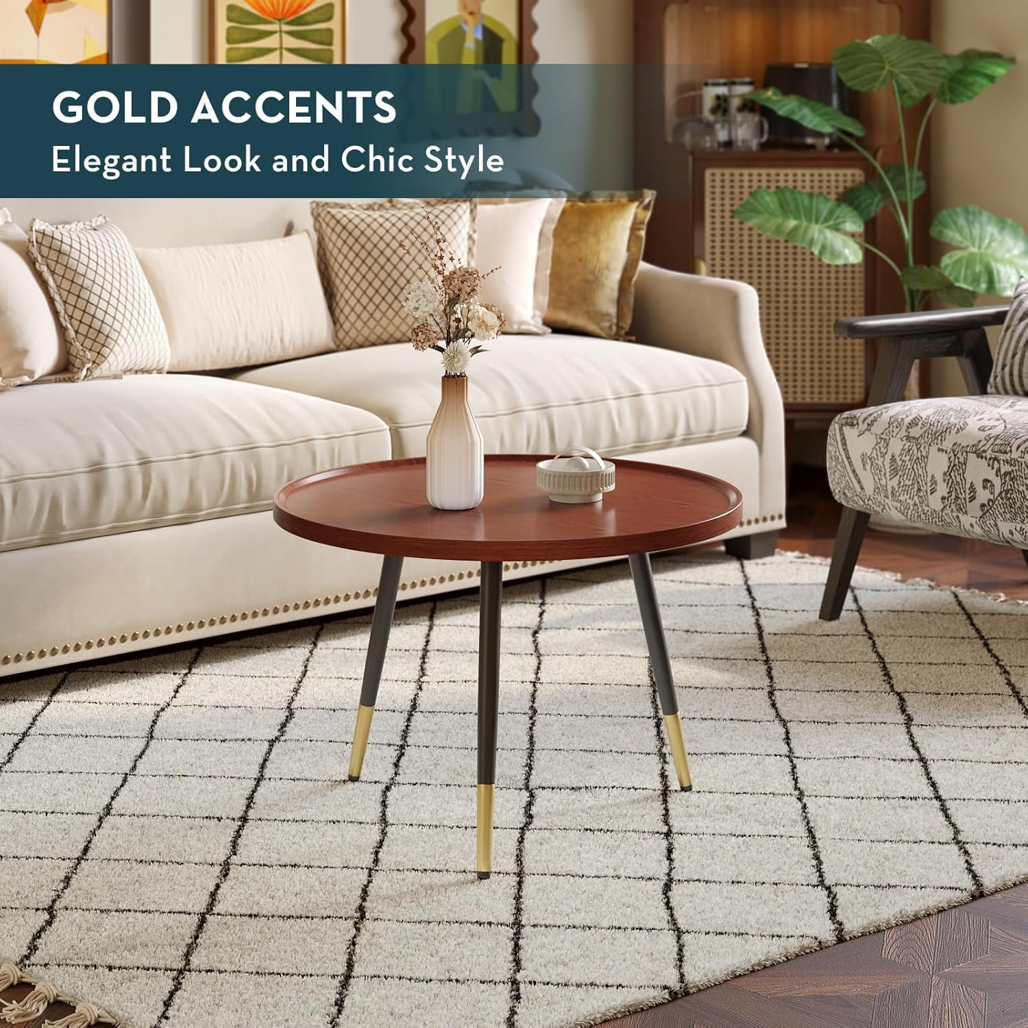 Round Coffee Table Small Modern Coffee Tables Rustic Farmhouse Center ...