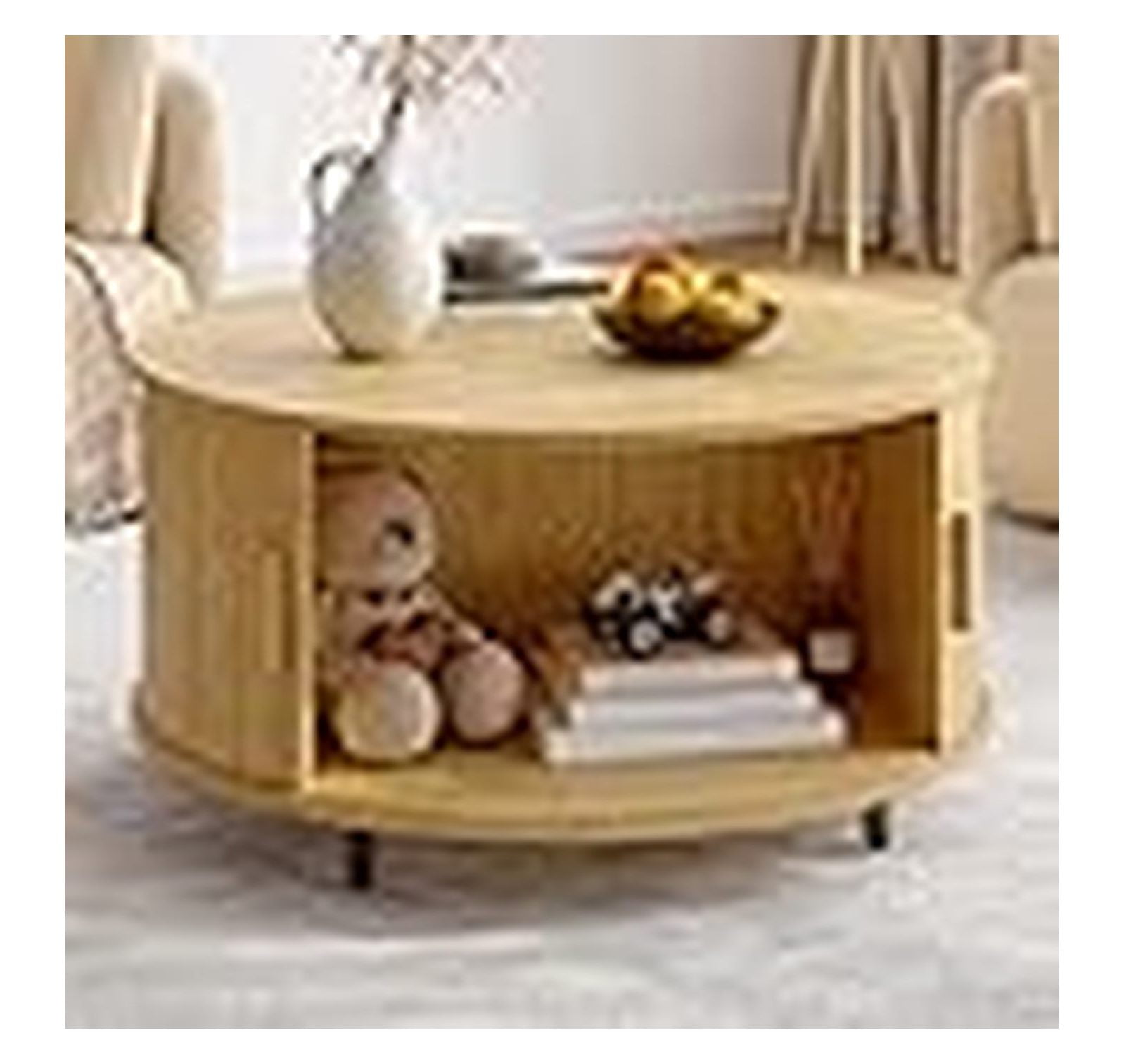 Round Coffee Table with Storage, 31.5" Modern Coffee Table with 360 ...