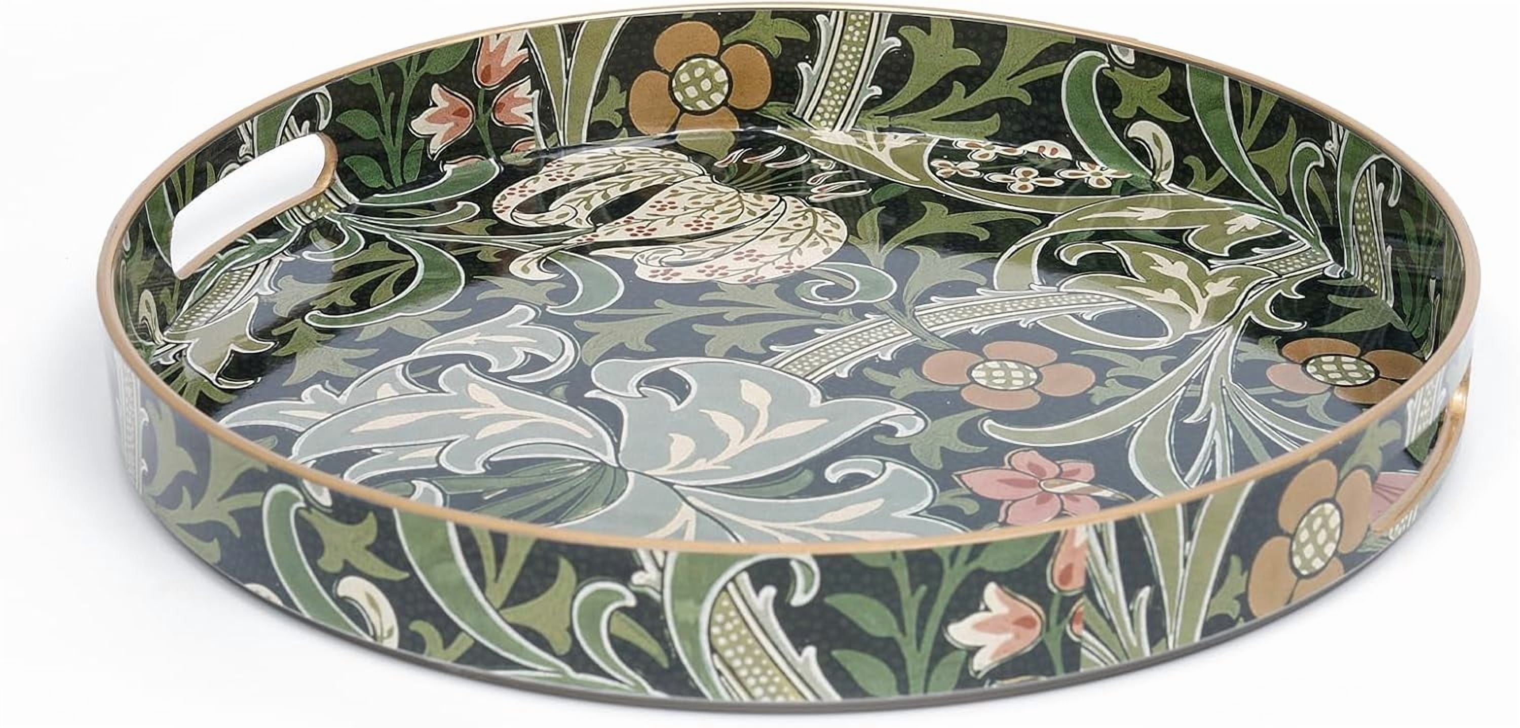 Round Coffee Table Trays, Serving Tray with Handles for Ottoman Coffee ...