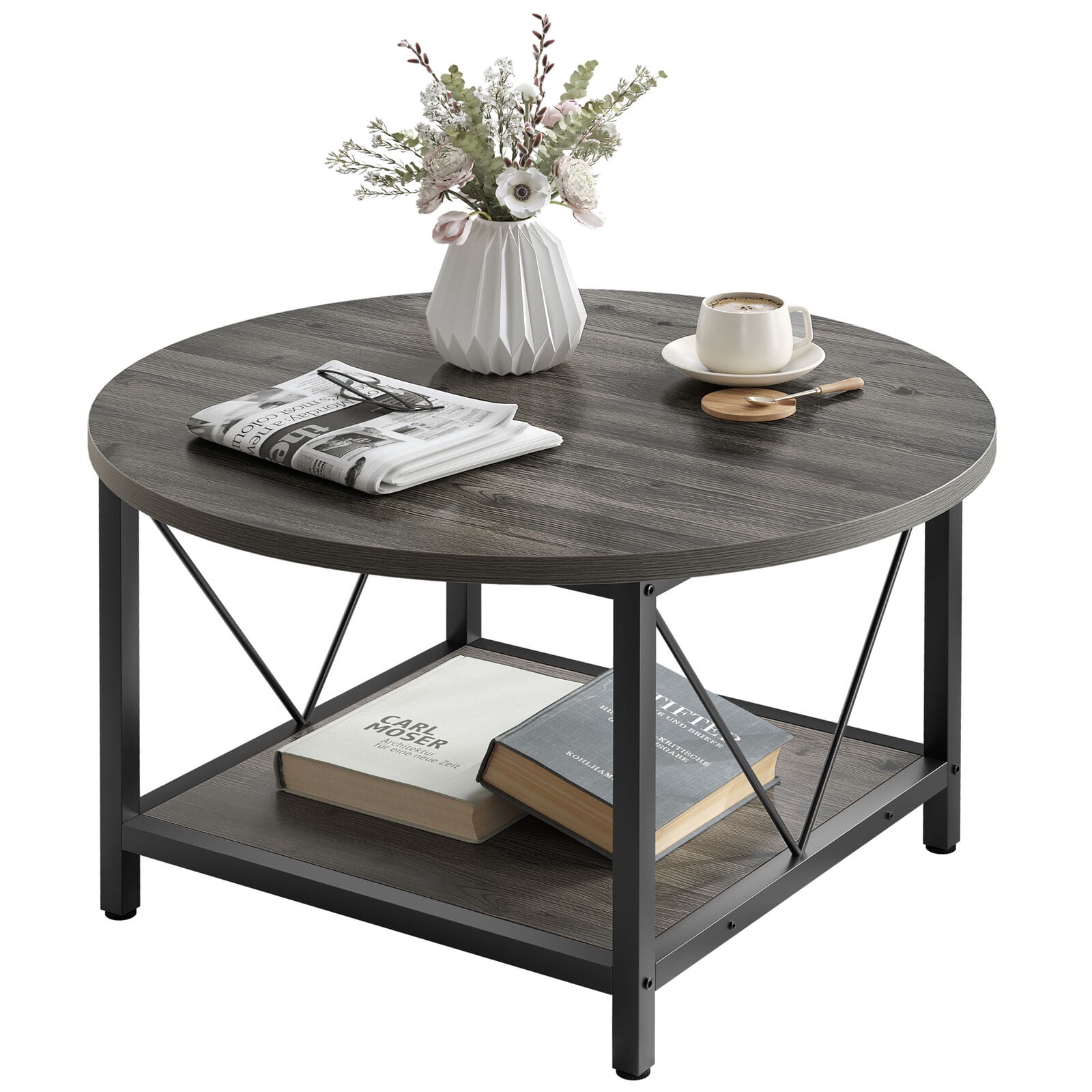 Round Coffee Table for Living Room, 32 Inch Coffee Tables with Storage ...