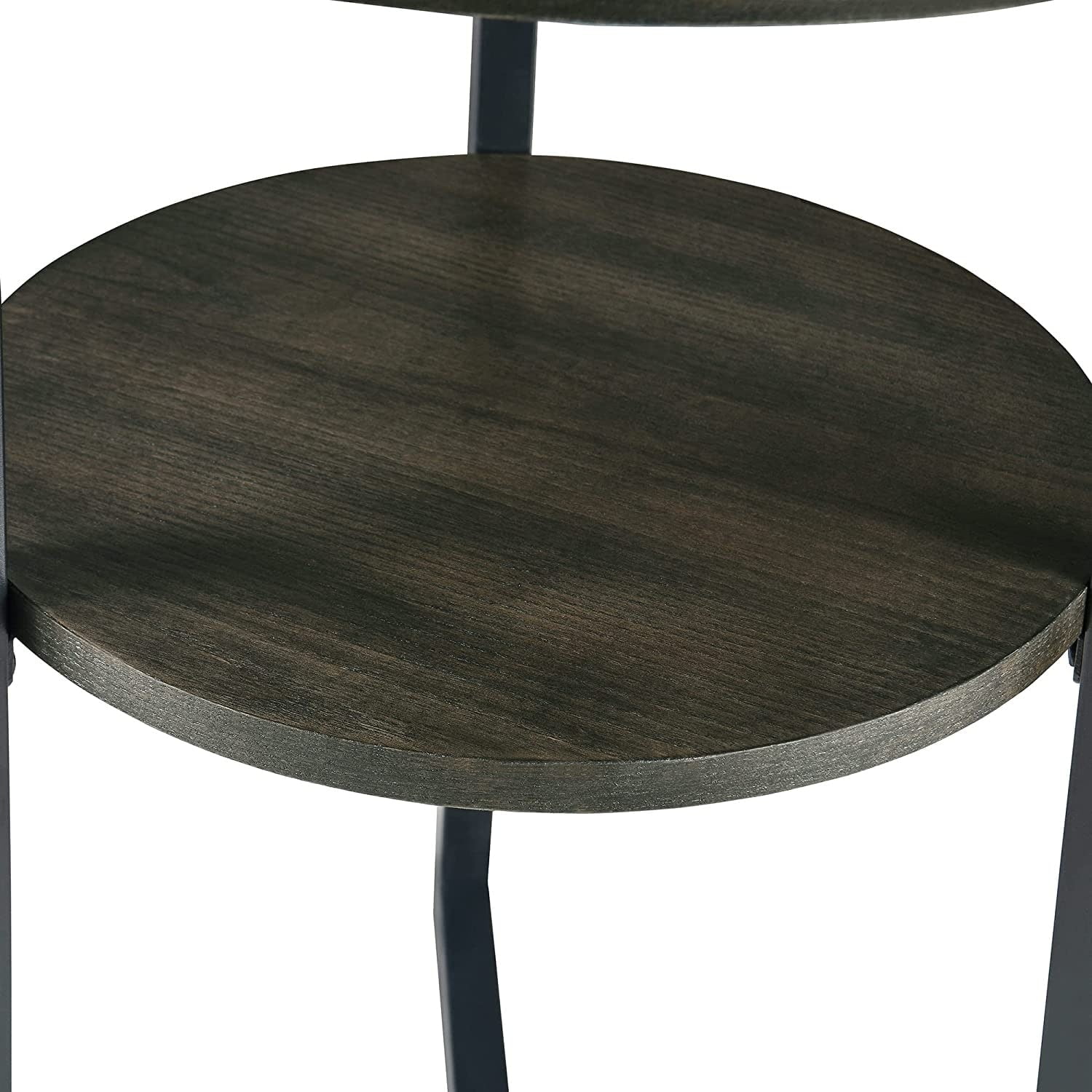 Round Coffee Table with Solid Wood Storage Circle Center Table Black ...