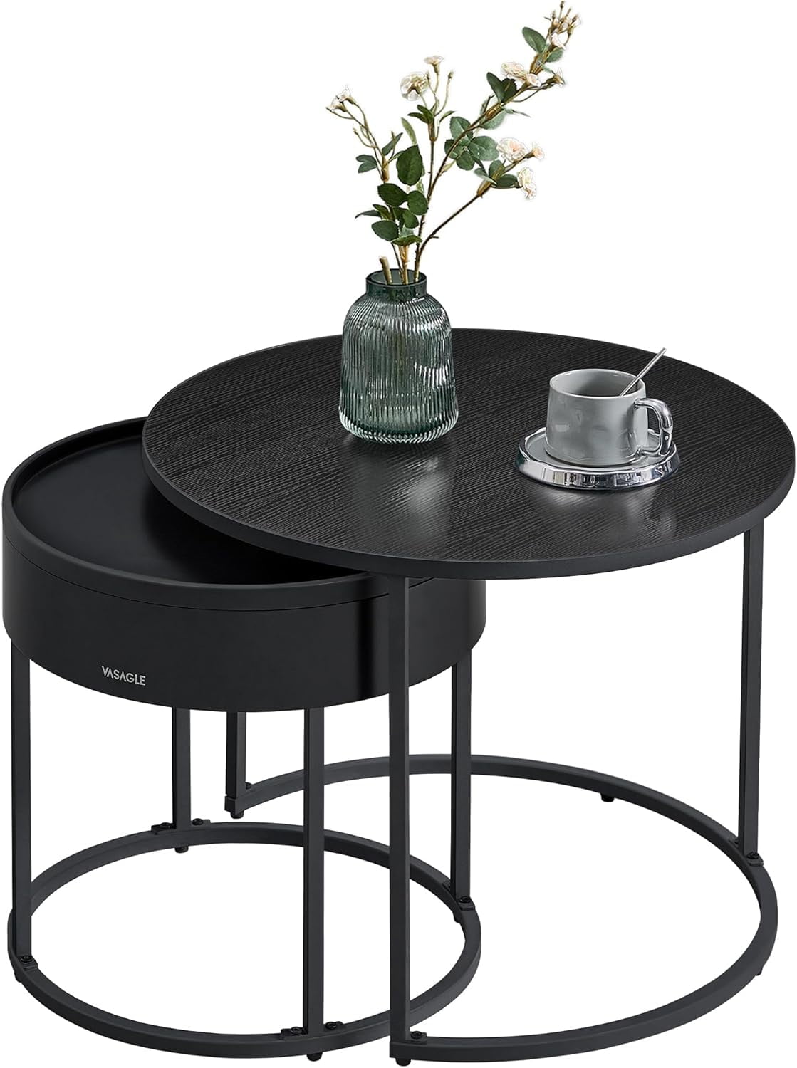 Round Coffee Tables, Set of 2 Nesting Tables, Modern Round Side Tables ...