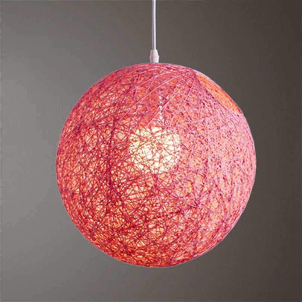 Round Concise Hand-woven Rattan Vine Ball Pendant Lampshade Light Lamp ...