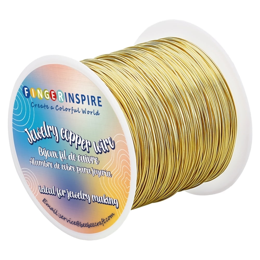 Round Copper Jewelry Wire with Spool Golden 24 Gauge 0.5mm 196.85 Feet ...
