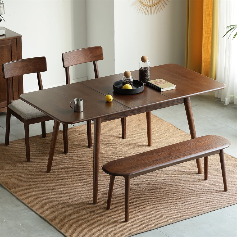 Round Corner Dining Table with Diagonal Leg, Wooden Telescopic Table ...