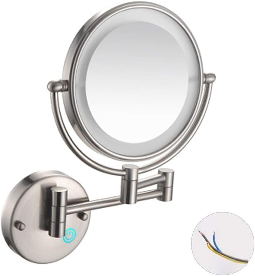 Round Cosmetic Vanity Mirror, 20 Cm LED Light, Touch Button, Dimmable ...