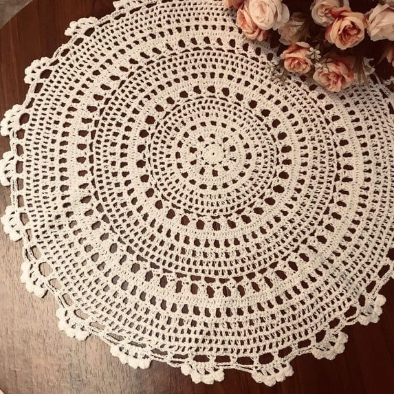 Round Cotton Handmade Crochet Lace Tablecloth Doilies Placemats ...