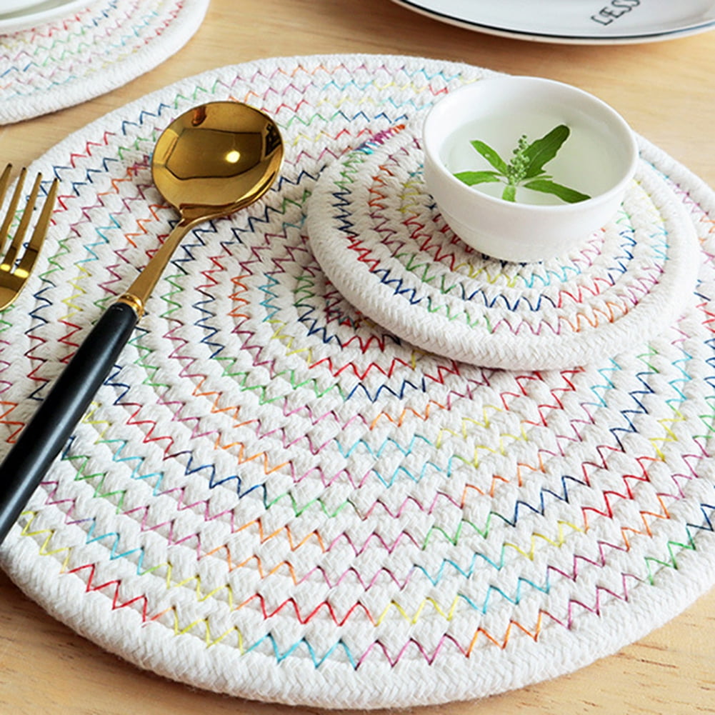 Round Cotton Placemats Set of 4 in Glam , 11.8 inch Diameter, Plate Mat ...