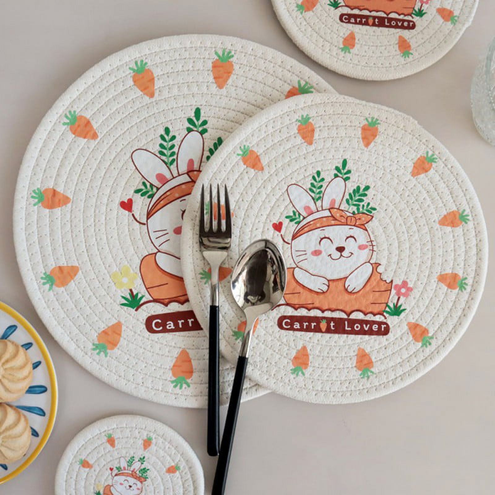 Round Cotton Placemats Set of 4,Place Mats for Dining Tables,Spring ...