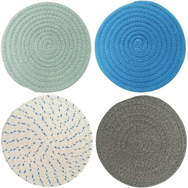 Round Cotton Trivets Set of 4, 7 inch Diameter, Pot Holders, Hot Pads ...