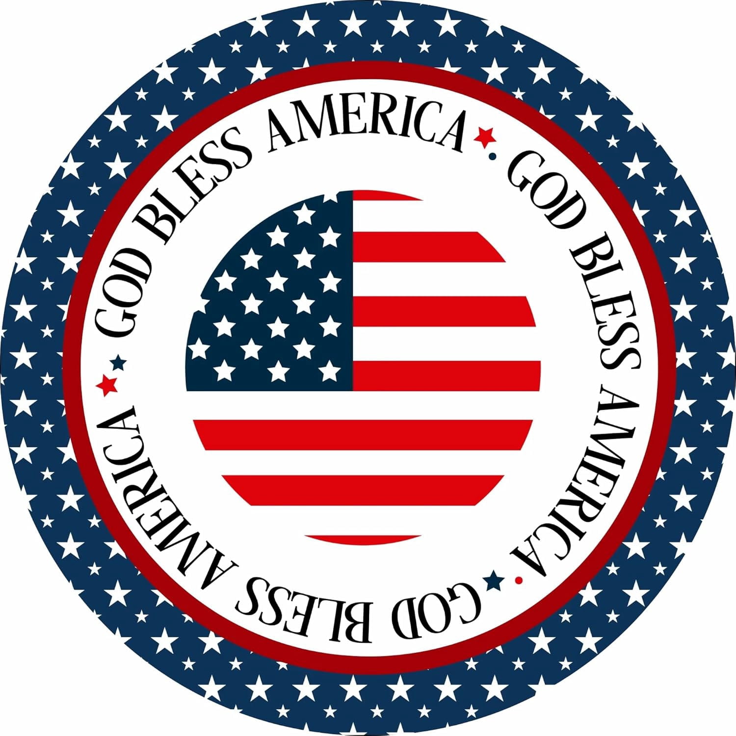 Round Creative Tin Signs God Bless America Patriotic Circle Metal Sign ...