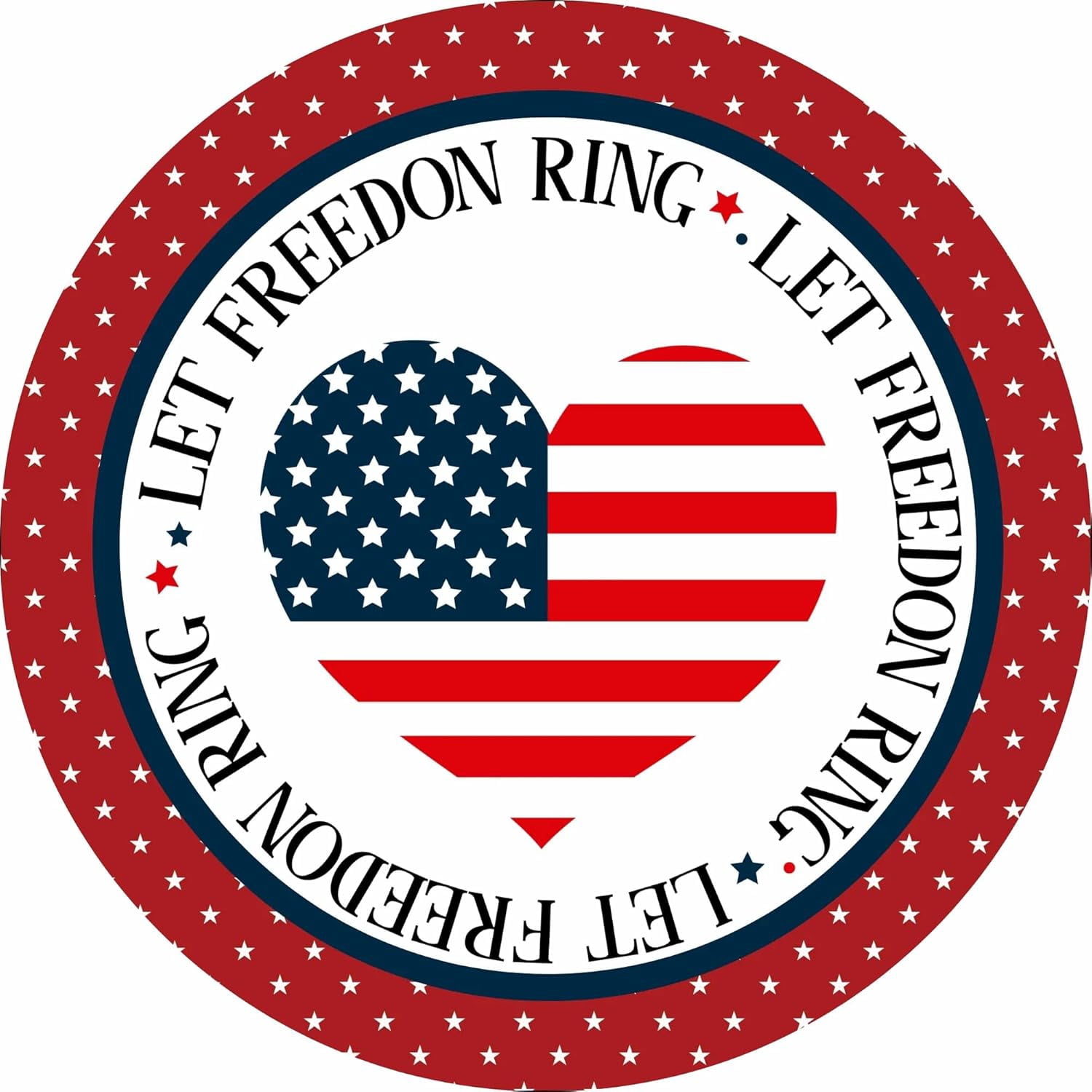 Round Creative Tin Signs Let Freedom Ring Patriotic Heart Metal Sign ...