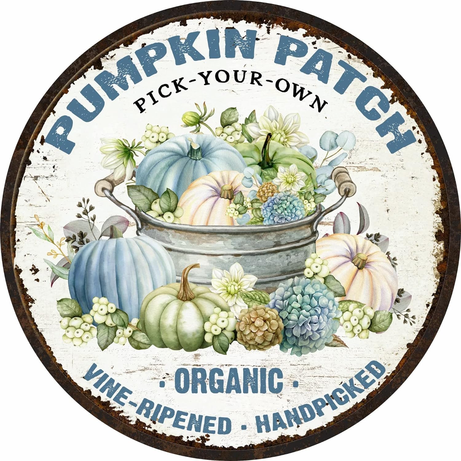 Round Creative Tin Signs Pumpkin Patch Pick Your Own Round Metal Sign ...