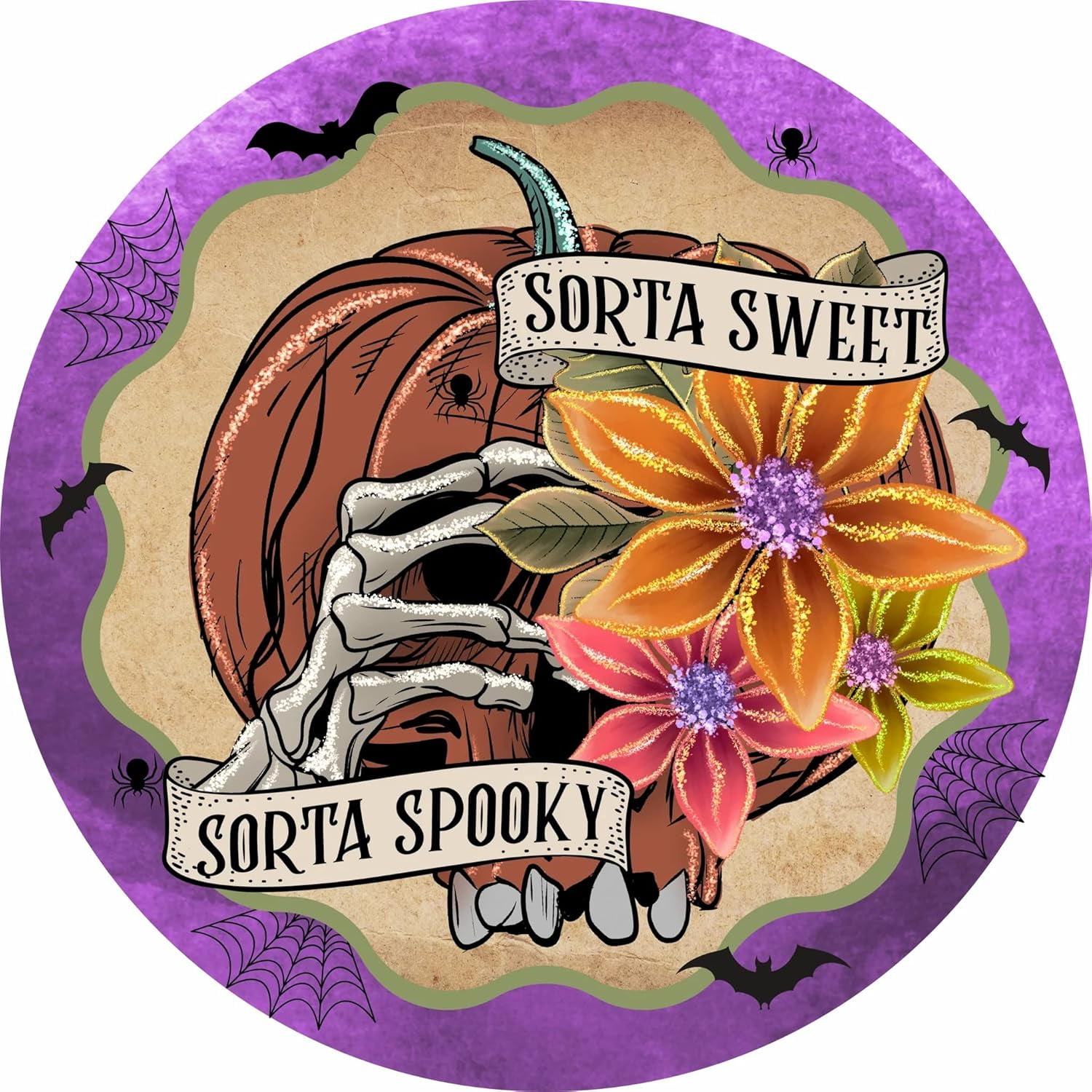 Round Creative Tin Signs Sorta Sweet Sorta Spooky Halloween Metal Sign ...