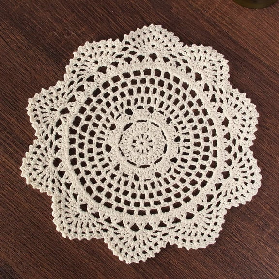 12 Hand Crochet White Round Lace Doilies Lot for Table Wedding Coasters ...