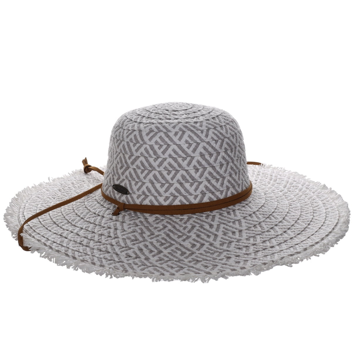 Round Crown Frayed Brim Straw Sun Hat - Walmart.com