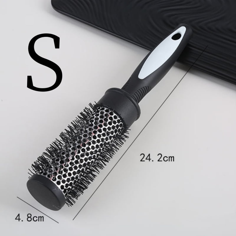 Round Curling Roller Comb Hair Styling Nylon Brush Thermal Aluminum ...