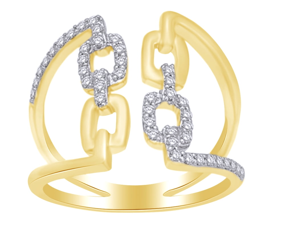 AFFY Round Cut (0.25 Cttw) White Natural Diamond Chain Link Engagement ...